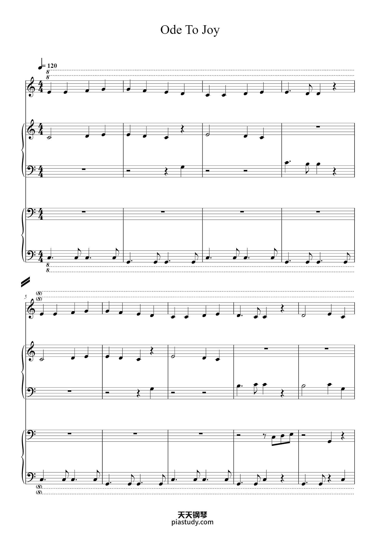 Symphony No. 9 in D Minor, Op. 125: IV. Ode to Joy钢琴谱 - Ludwig van ...