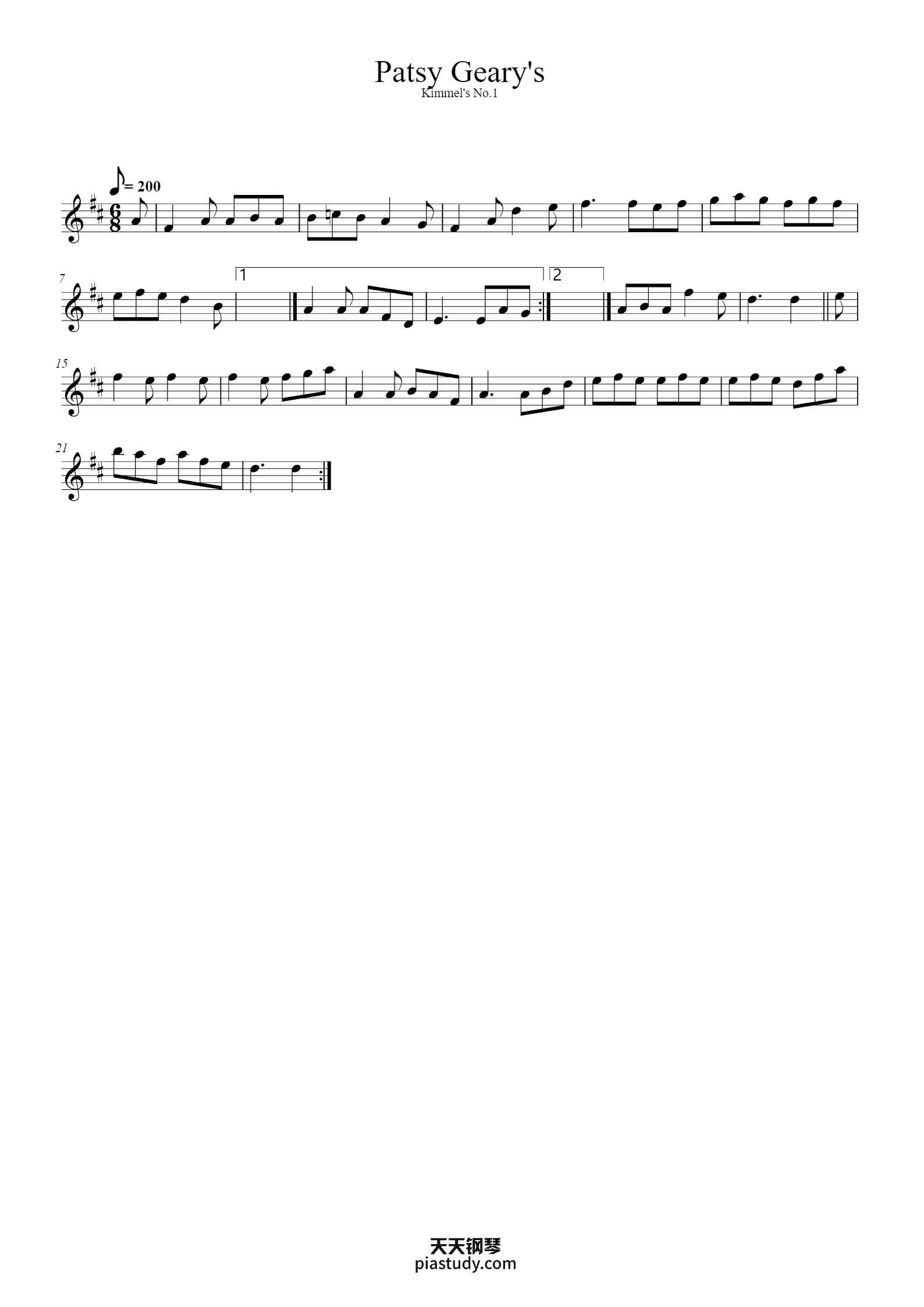 Patsy Geary's钢琴谱 - Bivien - free piano sheet music - PiaNoproblem