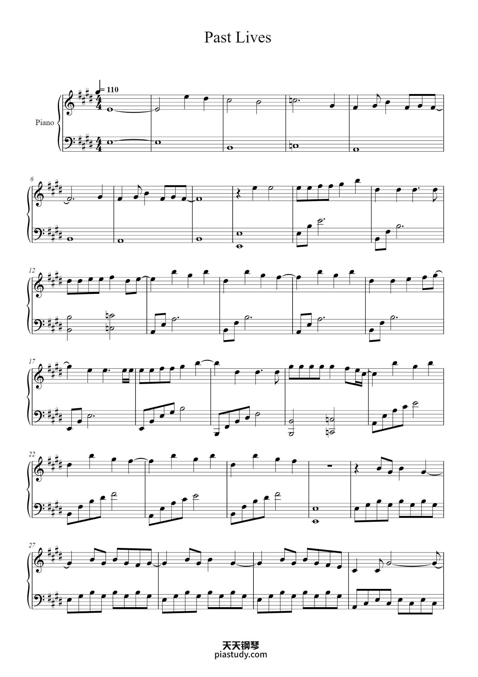 'Past Lives' - Piano Sheet Music By Børns | TOPiano