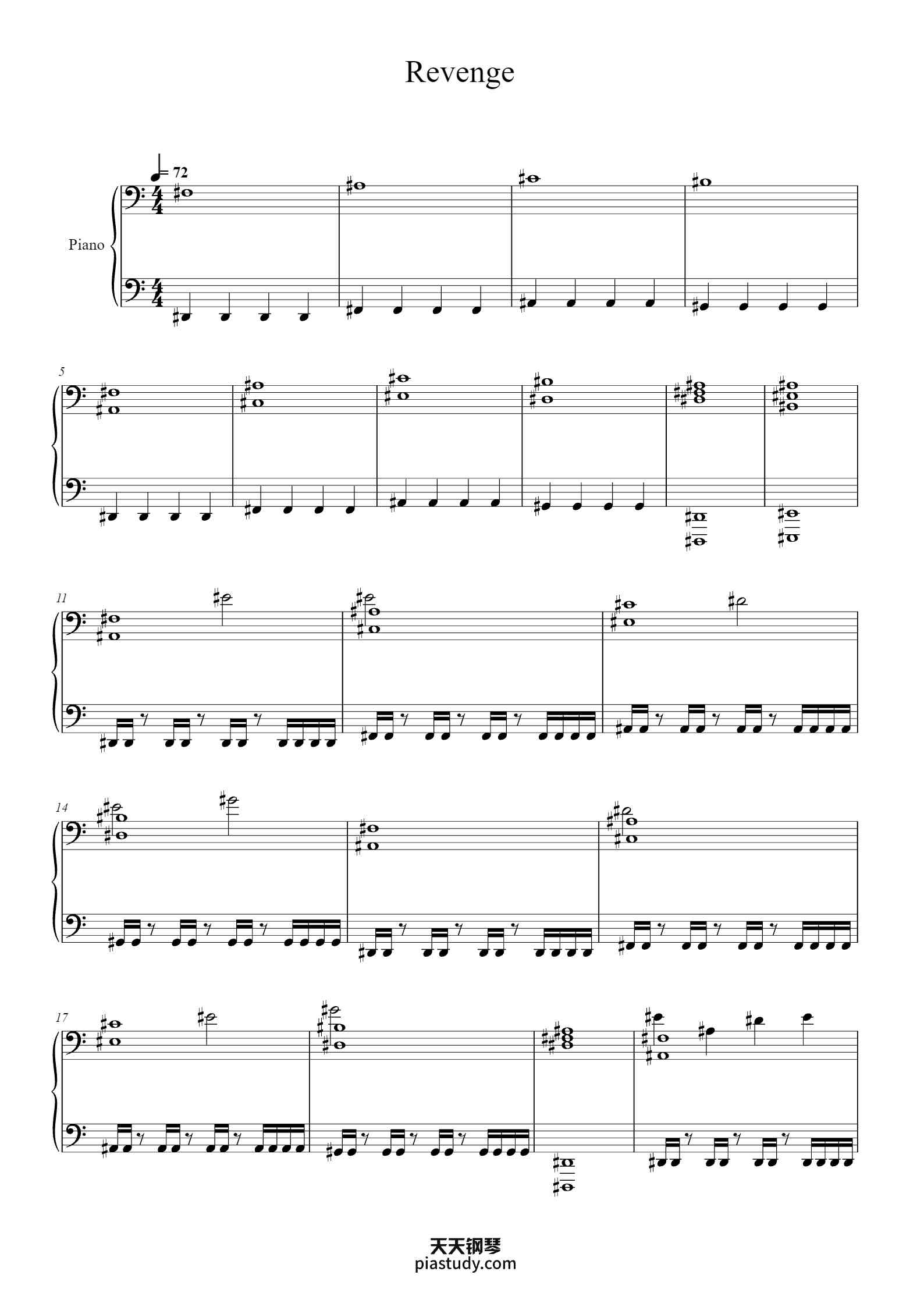 'Revenge' - Piano Sheet Music By Alexander Temple / Alex Seaver | TOPiano