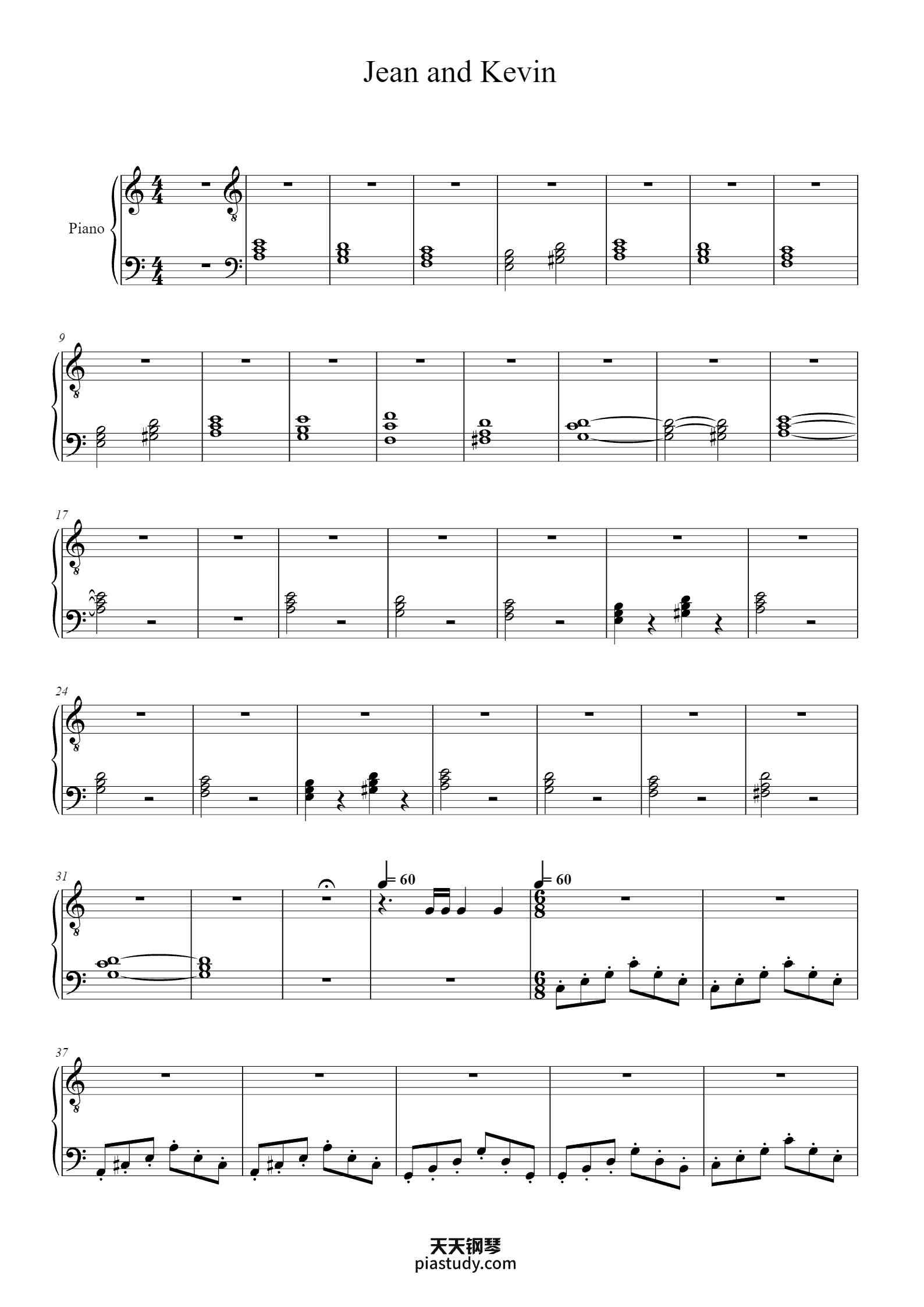 'Jean and Kevin' - Piano Sheet Music By Jean Carlos and Kevin Slade ...