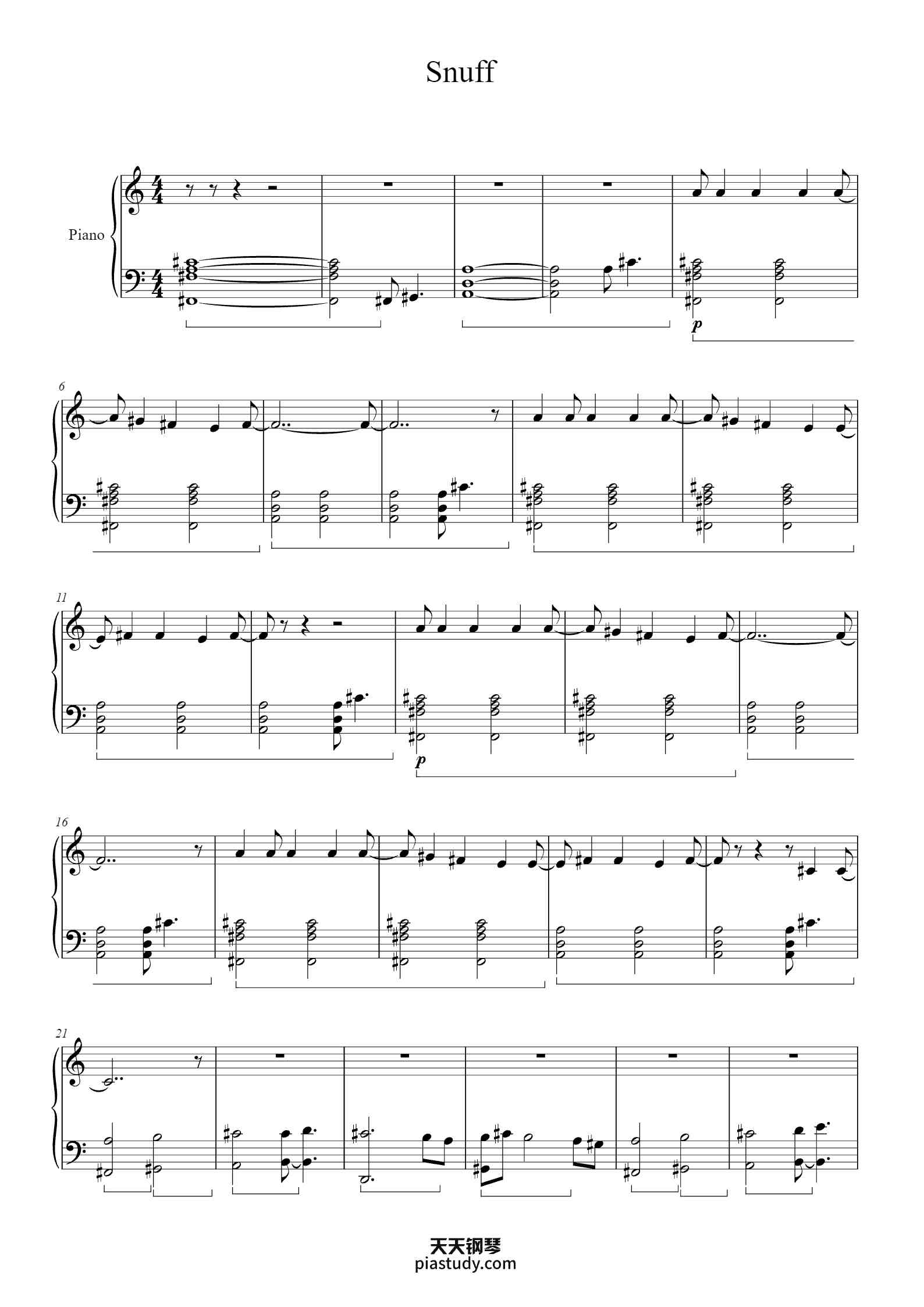 'Snuff' - Piano Sheet Music By Blalouie | TOPiano