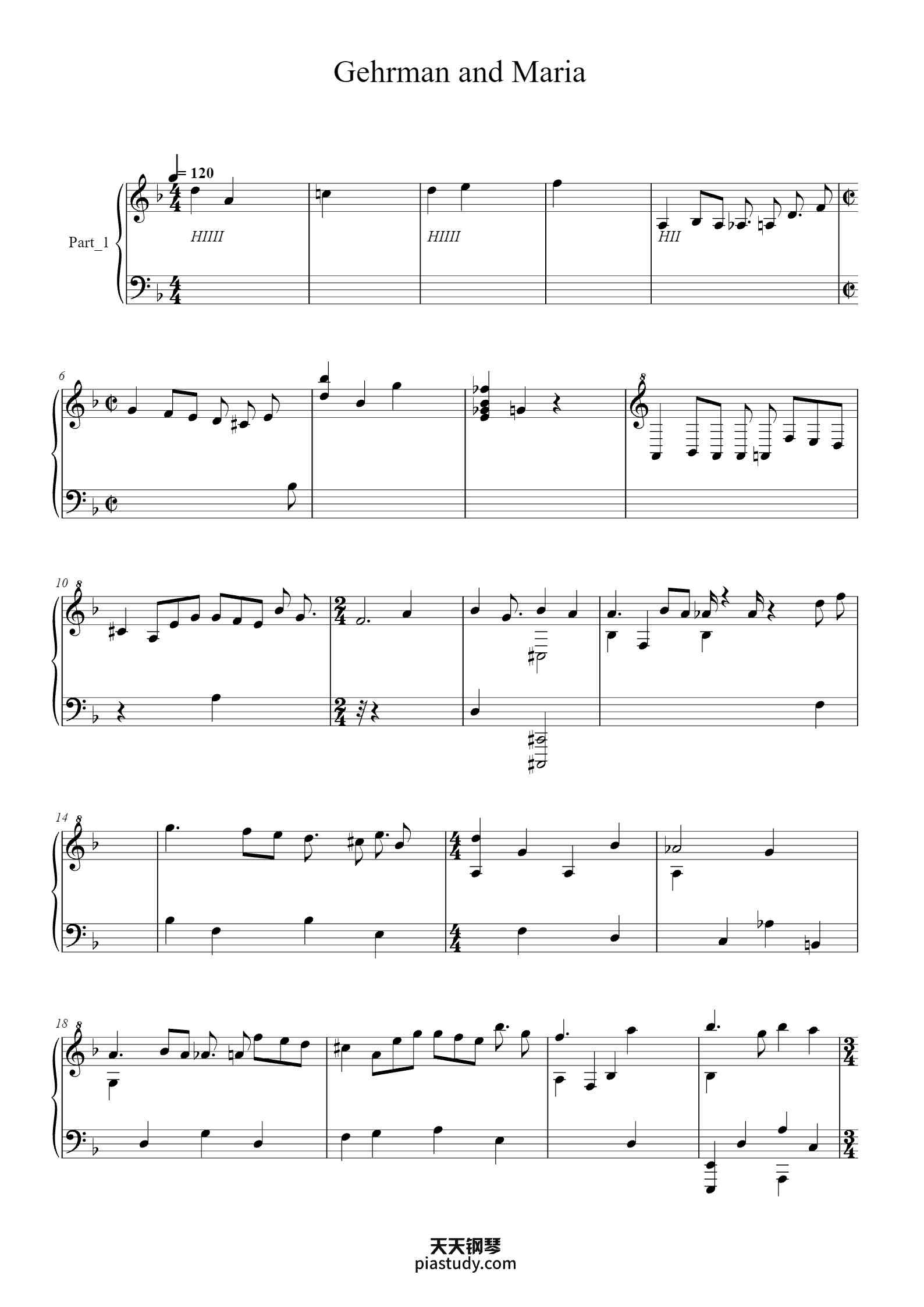 Gehrman and Maria钢琴谱 - NIH - free piano sheet music - PiaNoproblem