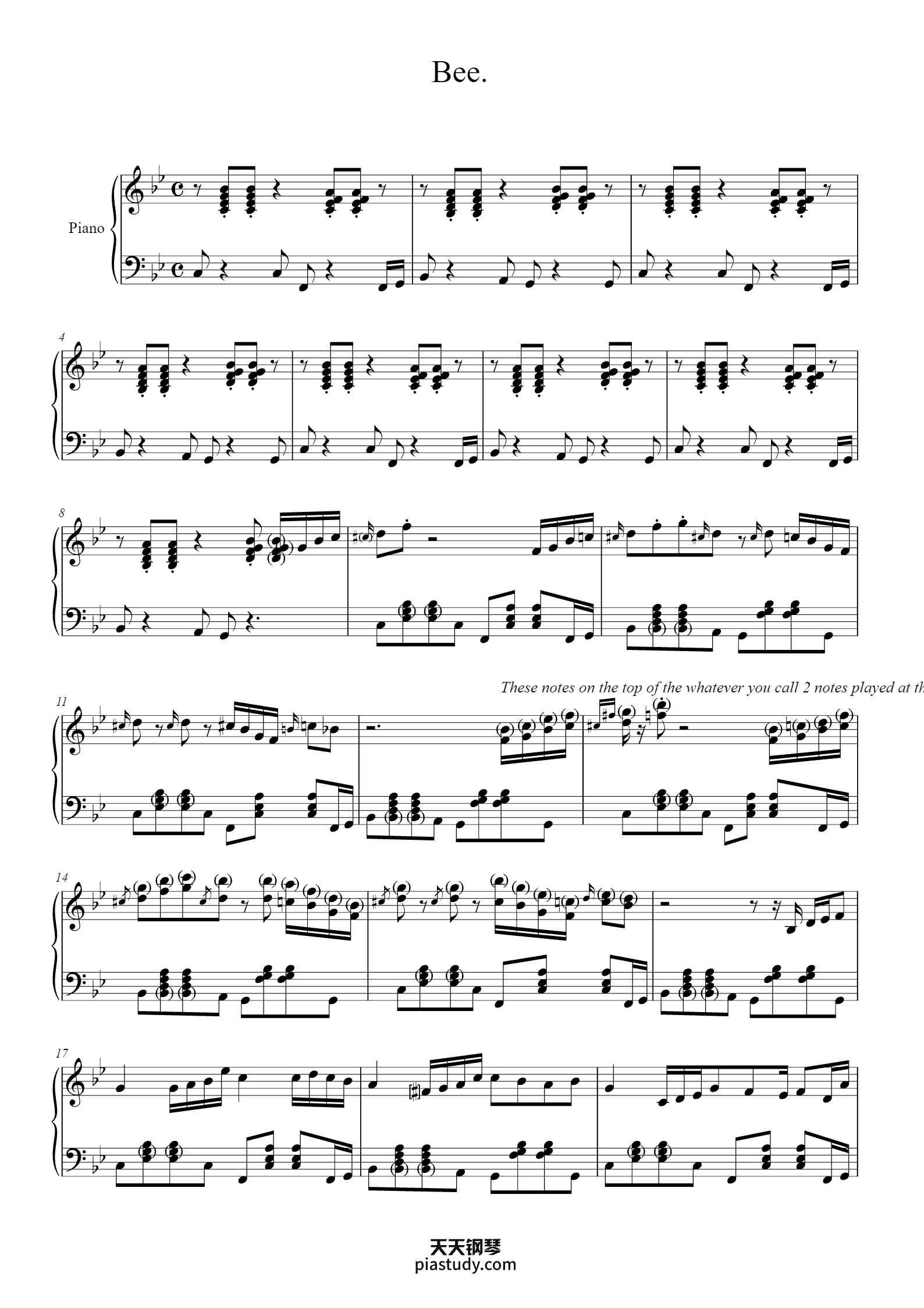 'Bee.' - Piano Sheet Music By groovydominoes52 | TOPiano