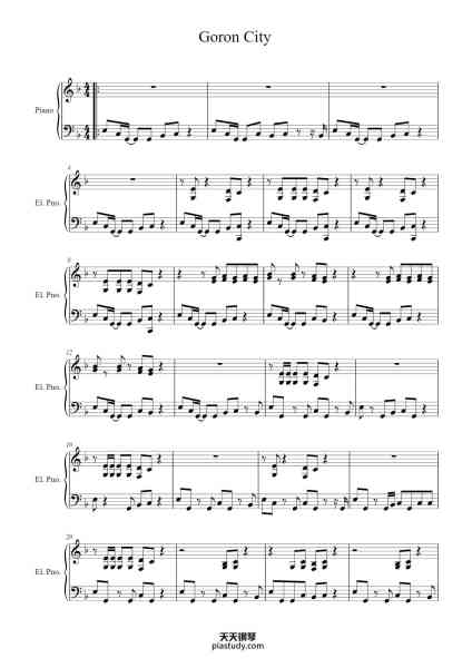 'Goron City' - Piano Sheet Music By Written by: Koji Kondo Arranged by ...