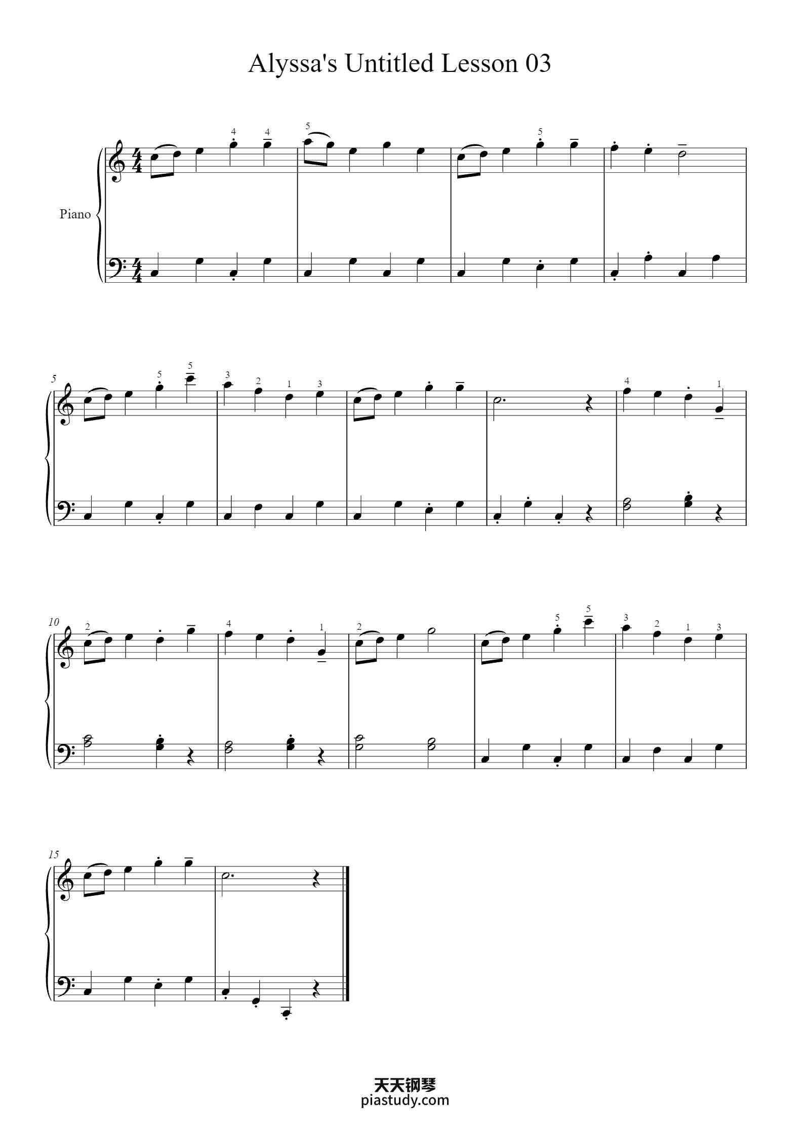 Alyssa's Untitled Lesson 03钢琴谱 - Dan Veasey - free piano sheet music ...