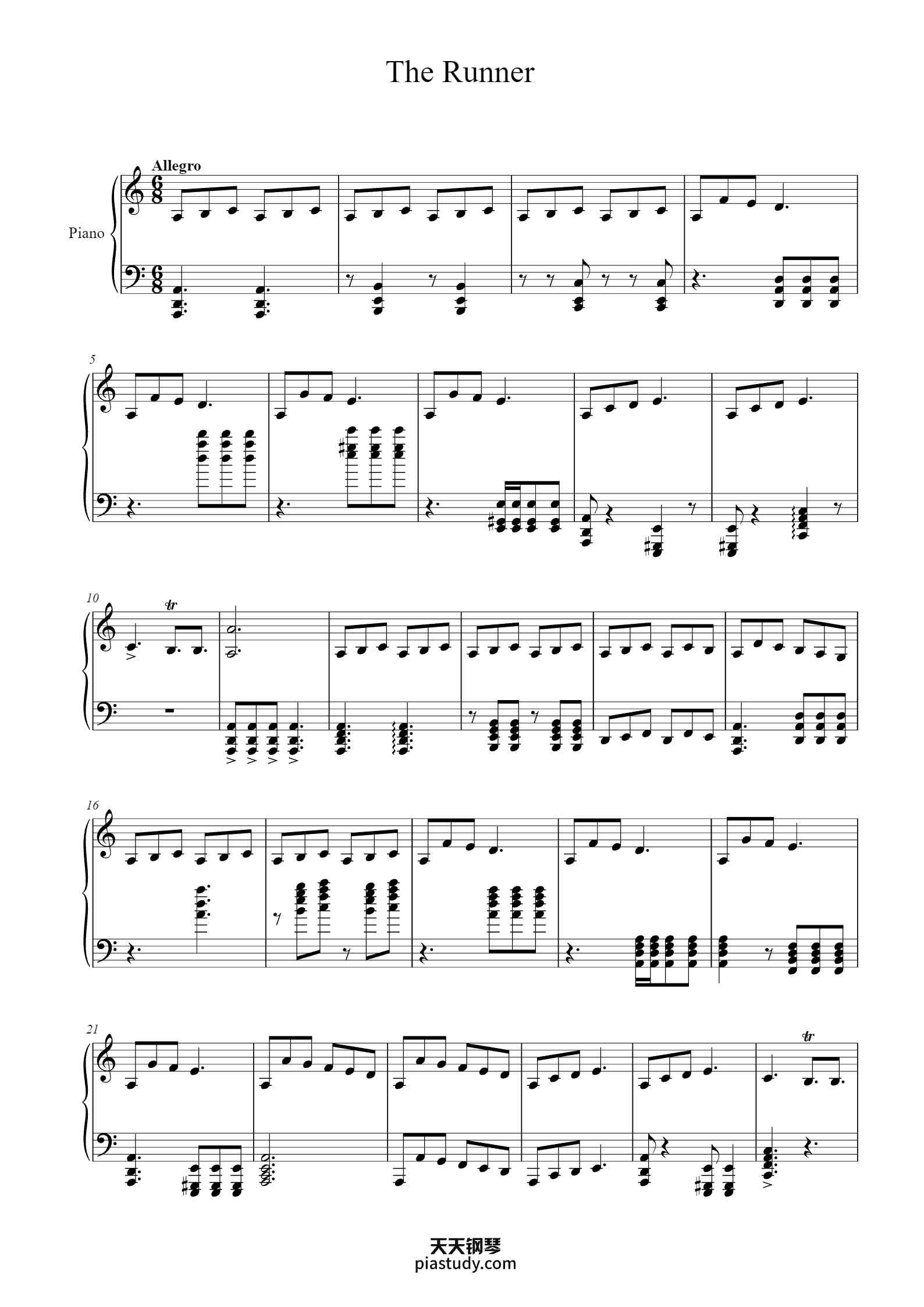 'The Runner' - Piano Sheet Music By Digonto | TOPiano