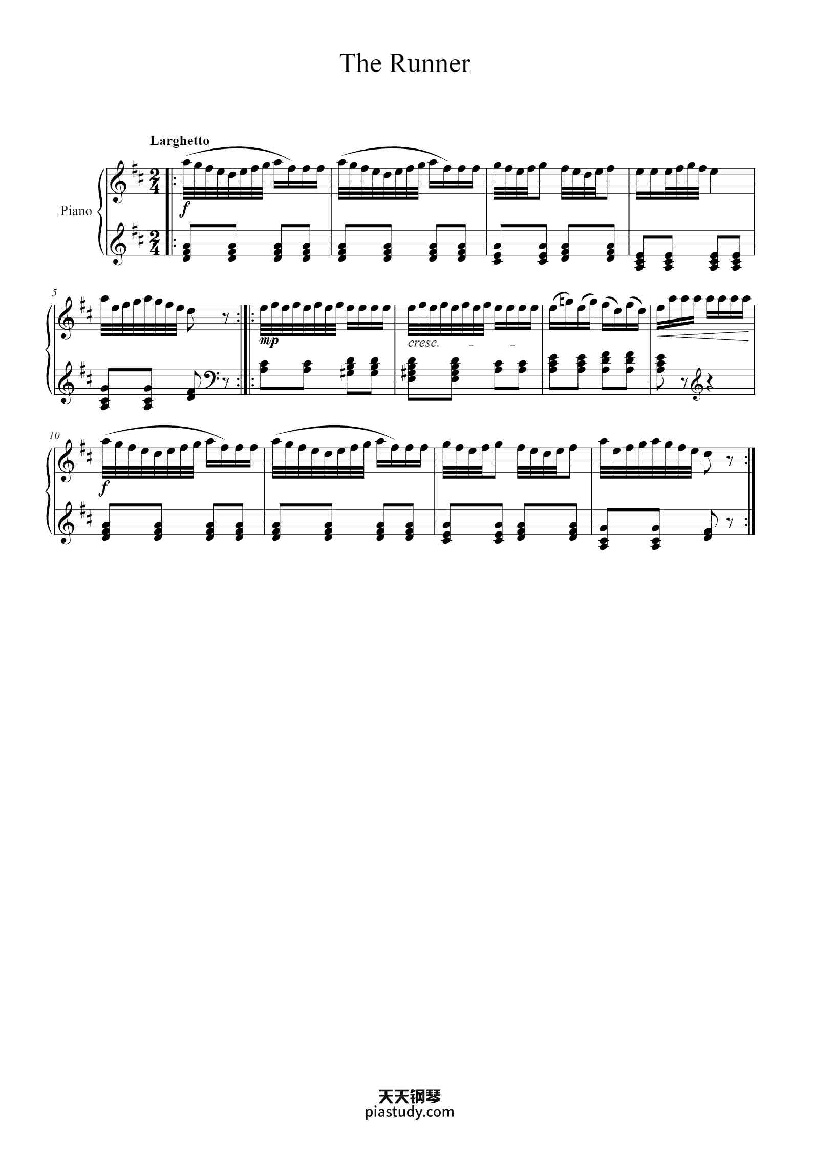 'The Runner' - Piano Sheet Music By Marios | TOPiano