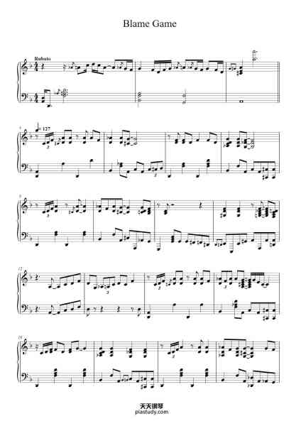 'Blame Game' - Piano Sheet Music By Luca Sestak | TOPiano