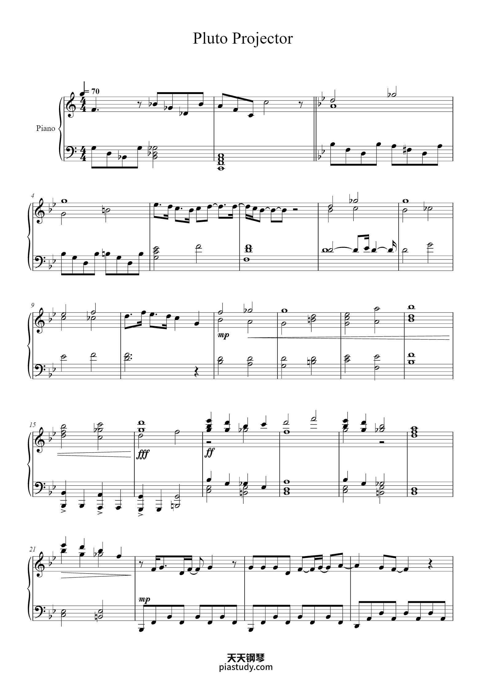 'Pluto Projector' - Piano Sheet Music By Rex Orange Countyl | TOPiano