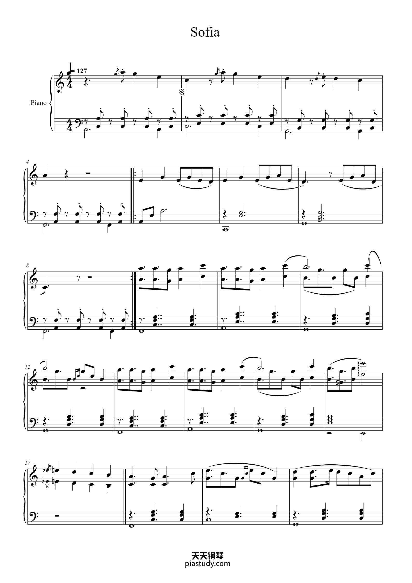 'Sofia - Alvaro Soler (阿尔瓦罗·索莱尔)' - Piano Sheet Music By Simon Triebel ...