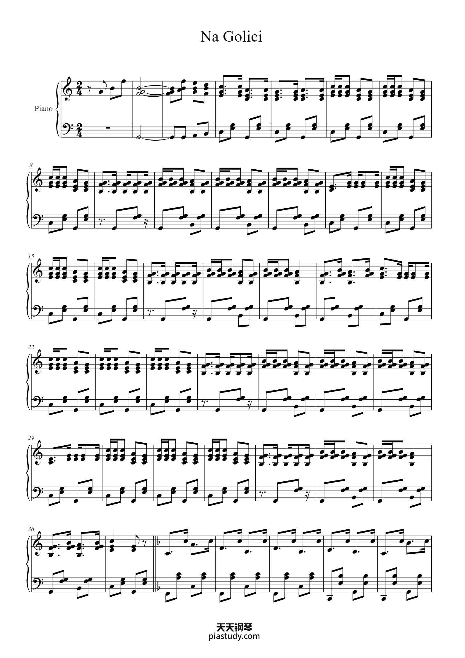'Na Golici' - Piano Sheet Music By Trio Avsenik | TOPiano