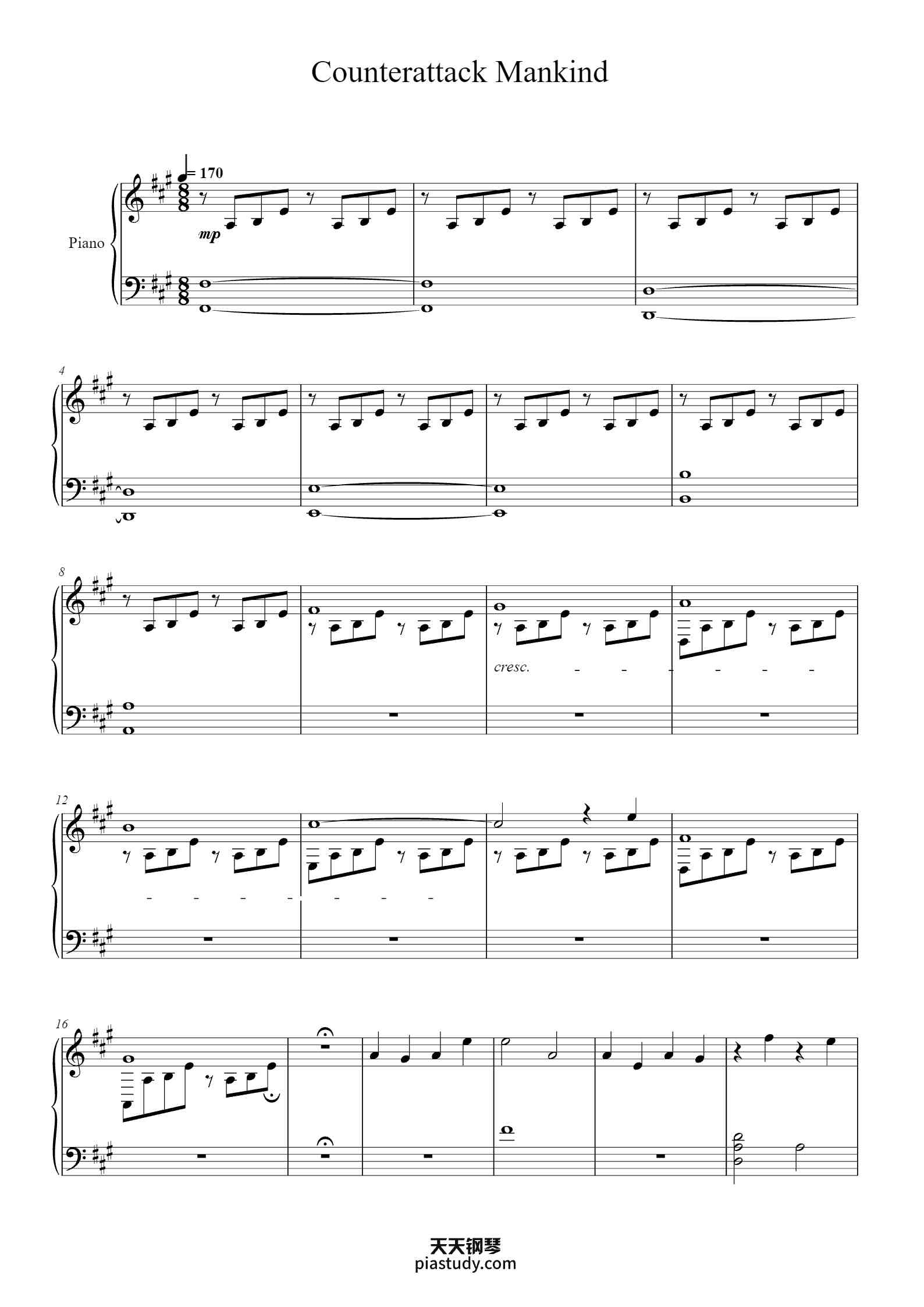 Counterattack Mankind钢琴谱 - Misc Cartoons - free piano sheet music ...