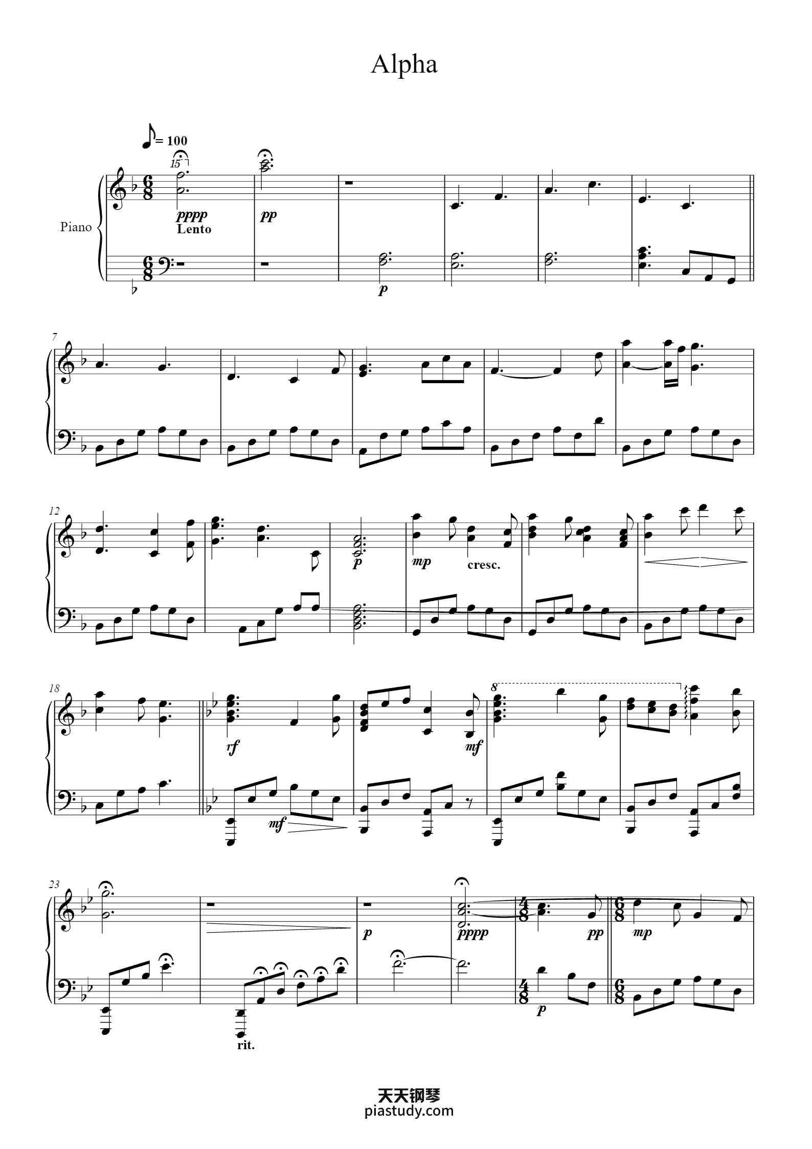Alpha-Minecraft (我的世界) 游戏钢琴谱 - C418 - free piano sheet music - PiaNoproblem