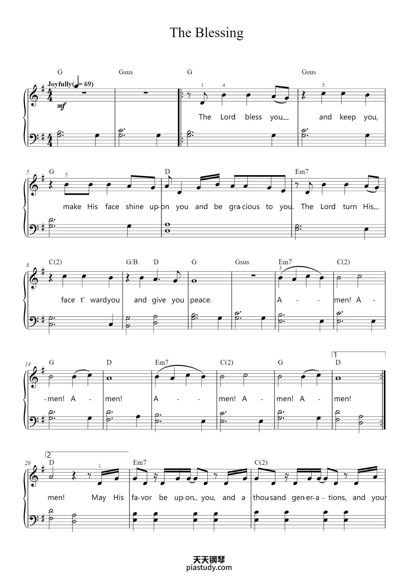 'The Blessing' - Piano Sheet Music By Words and Music by KARI JOBE ...