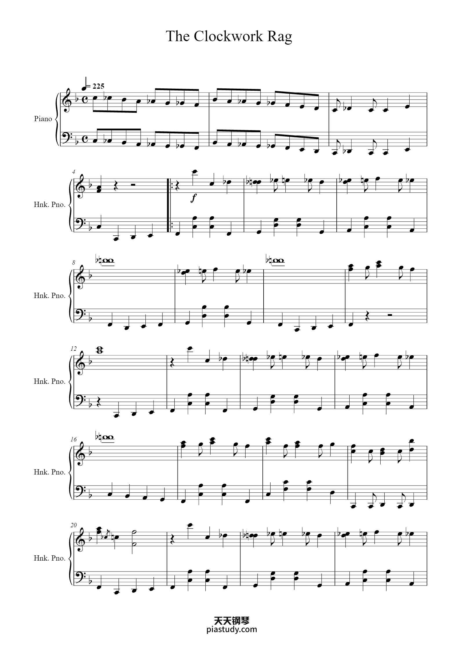 The Clockwork Rag钢琴谱 - W. Sherratt - free piano sheet music - PiaNoproblem