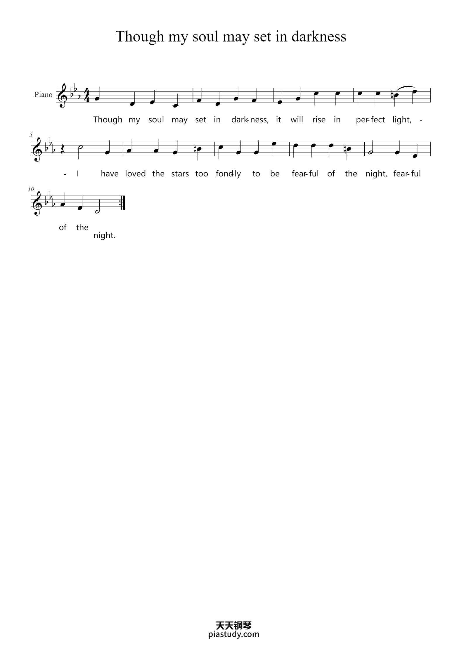 Though my soul may set in darkness钢琴谱 - Sarah Williams - free piano ...