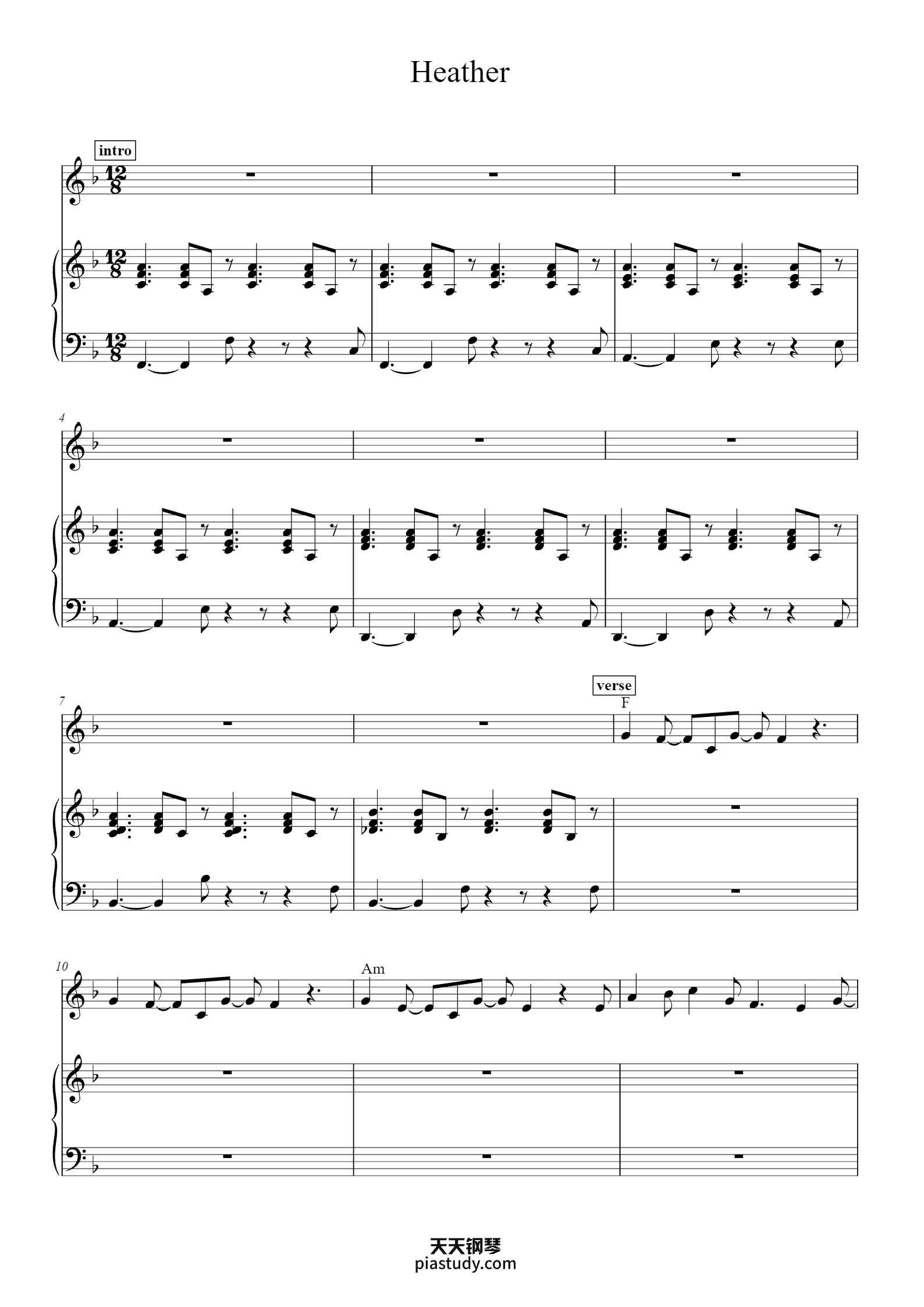 'Heather' - Piano Sheet Music By conan gray | TOPiano