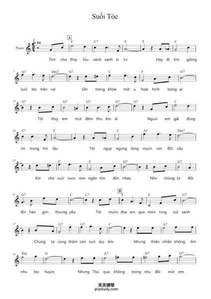 'Suối Tóc' - Piano Sheet Music By Văn Phụng | TOPiano