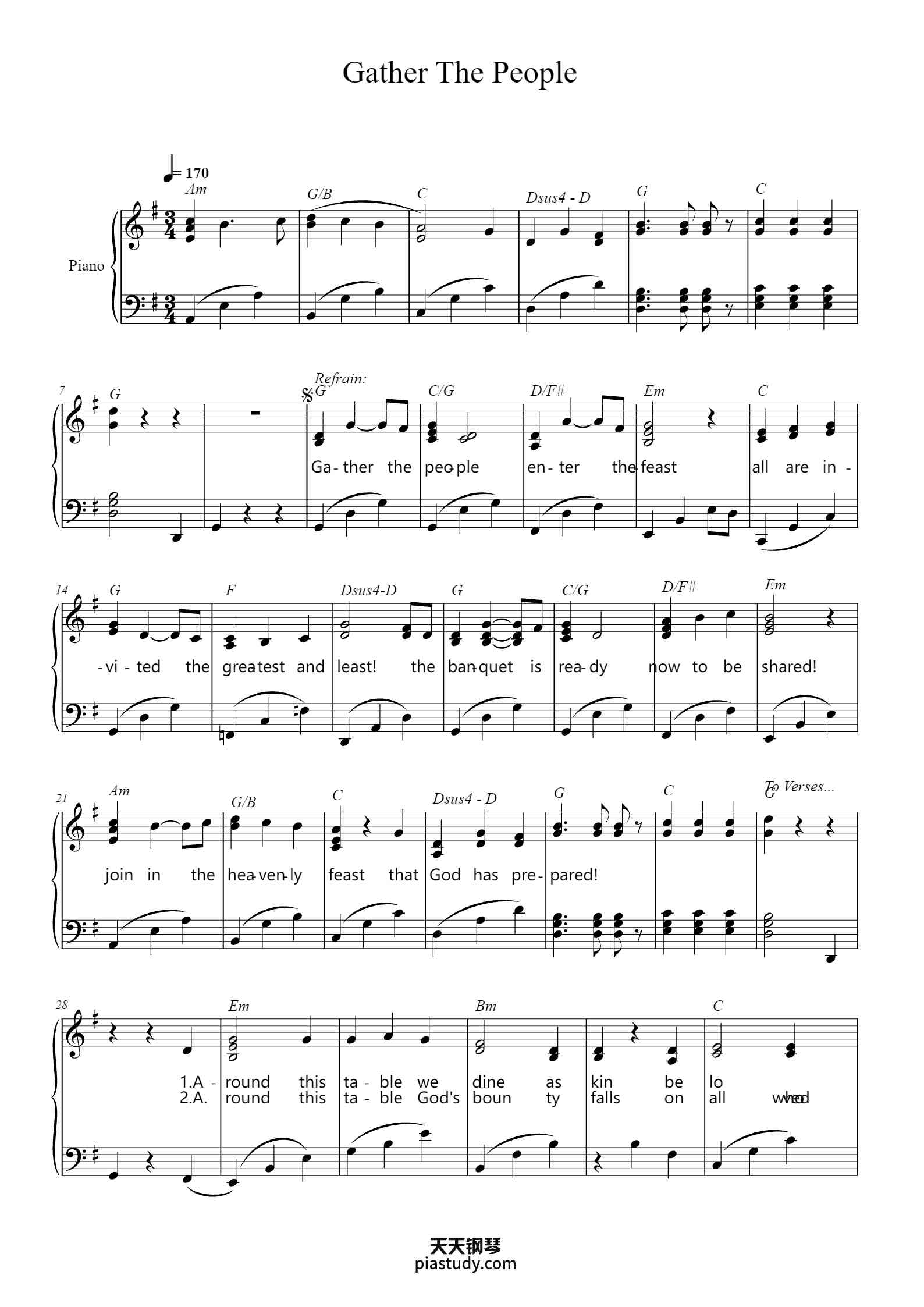 'Gather The People' - Piano Sheet Music By Arranged By; Caleb Legazpi ...