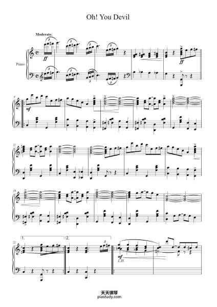 'Oh! You Devil' - Piano Sheet Music By By FORD T. DABNEY (1909) | TOPiano