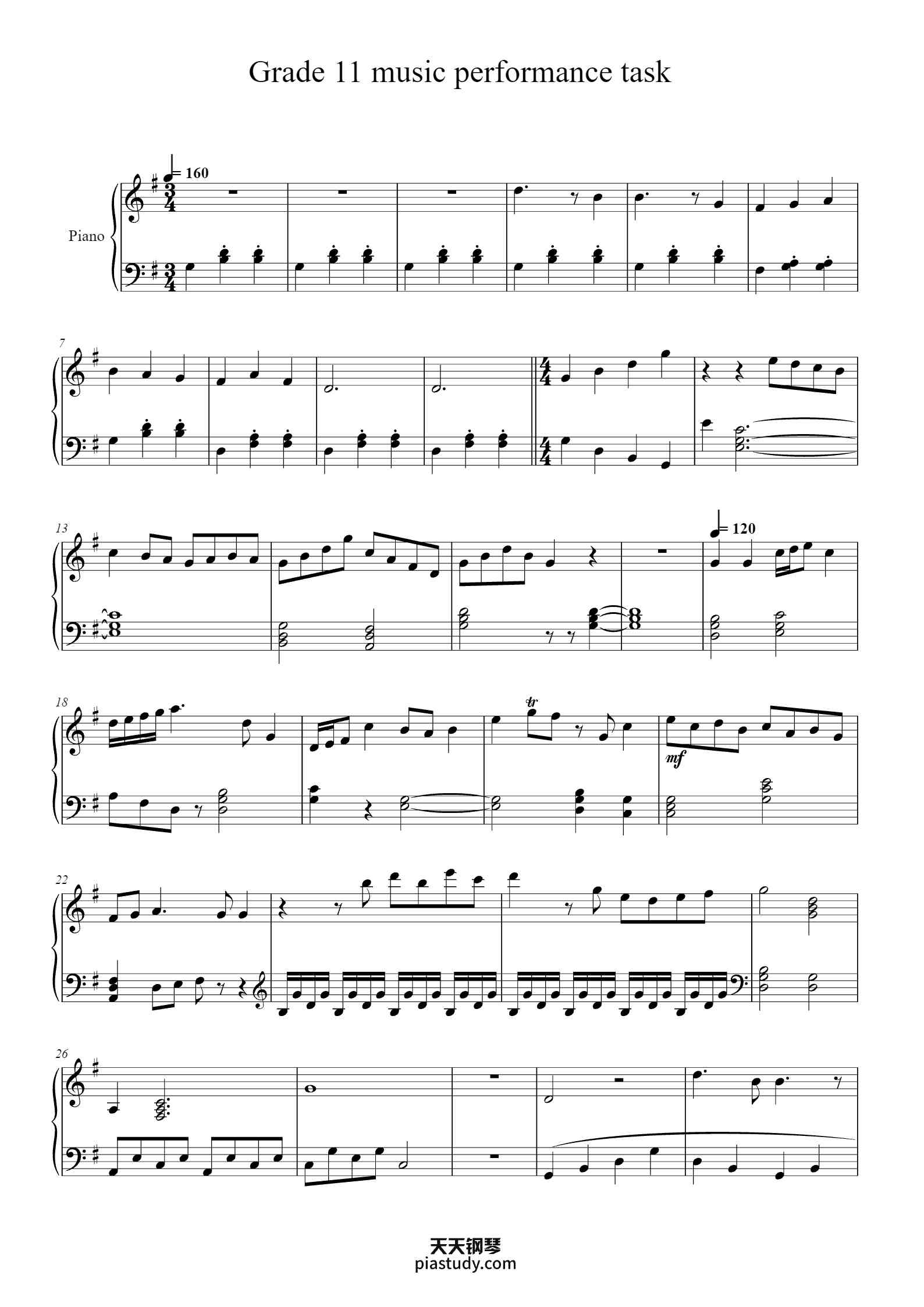 'Grade 11 music performance task' - Piano Sheet Music By Shoshana ...