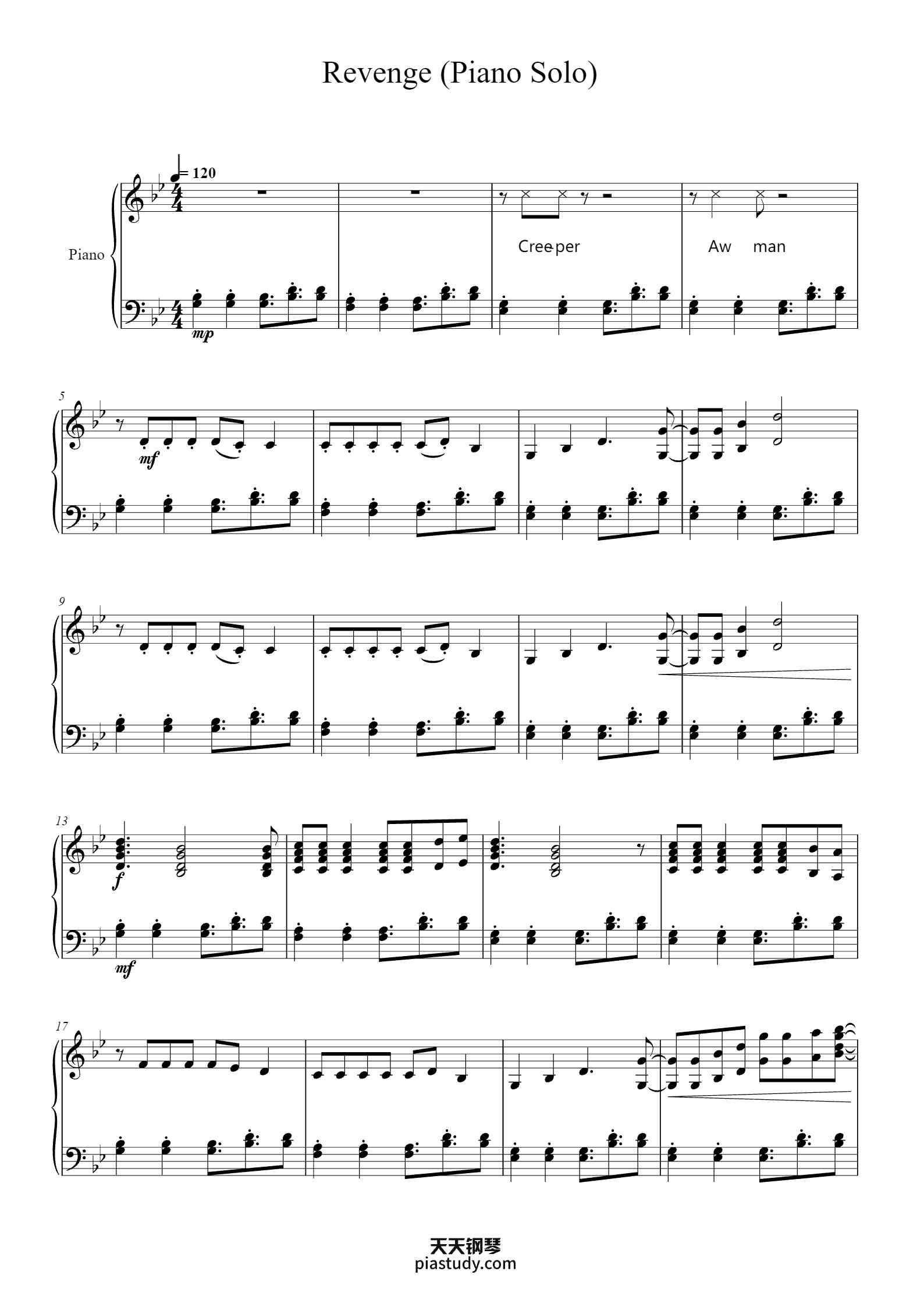 'Revenge (Piano Solo)' - Piano Sheet Music By Written By TryHardNinja ...