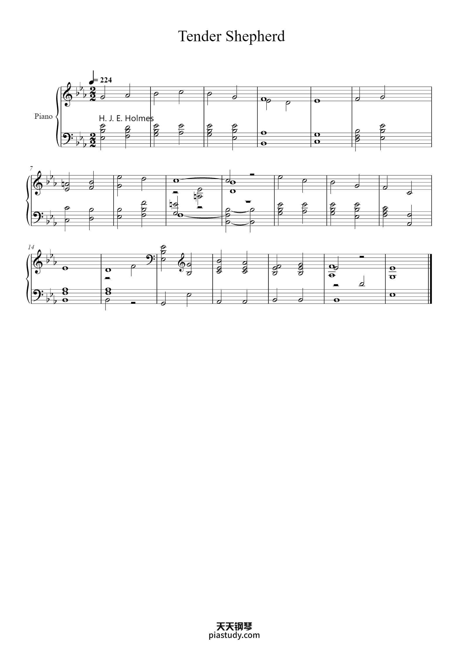 Tender Shepherd钢琴谱 - Isaac Watts - free piano sheet music - PiaNoproblem