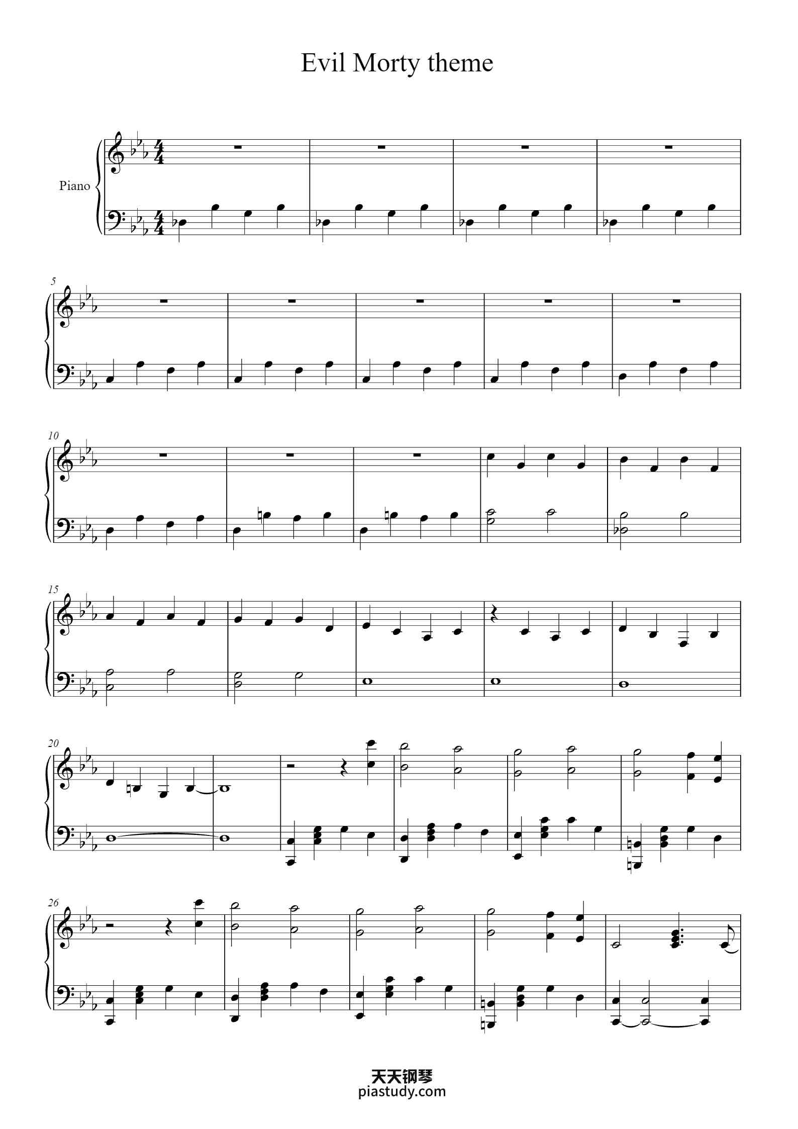 'Evil Morty theme' - Piano Sheet Music By Rick and Morty | TOPiano