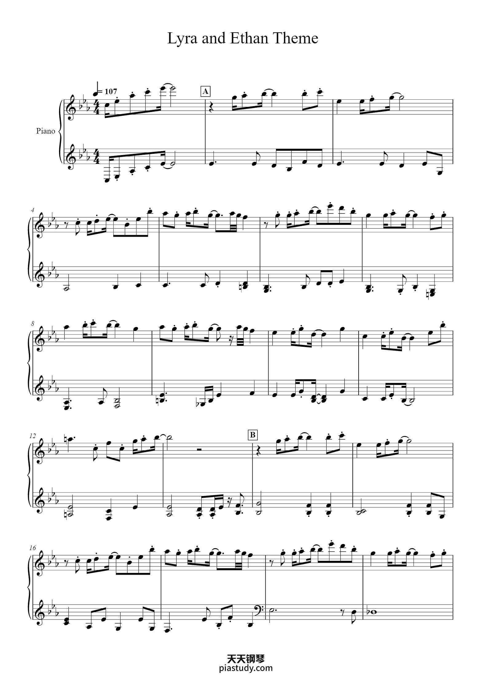 Lyra and Ethan Theme钢琴谱 - Shota Kageyama - free piano sheet music ...