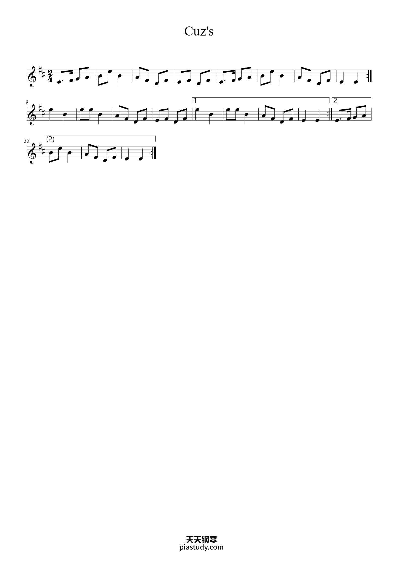 'Cuz's' - Piano Sheet Music By xxx | TOPiano
