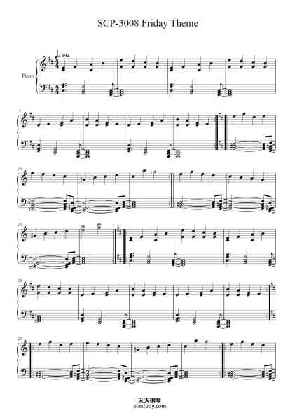 'SCP-3008 Friday Theme' - Piano Sheet Music By Uglyburger0 | TOPiano