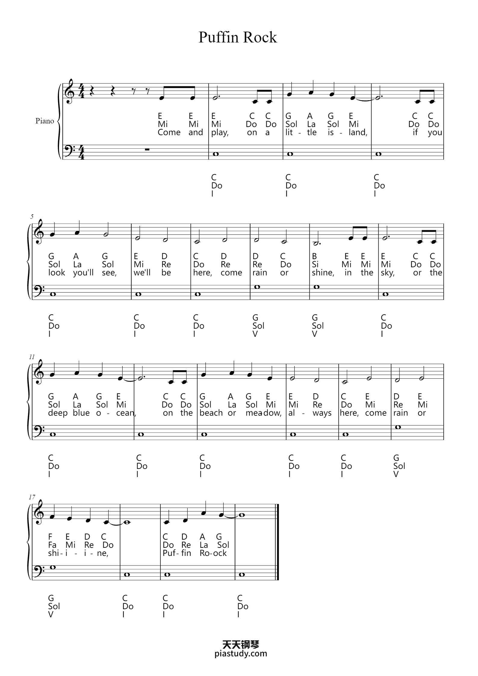 'Puffin Rock' - Piano Sheet Music By Einar Tönsberg | TOPiano