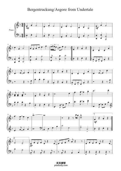 'Bergentruckung/Asgore from Undertale' - Piano Sheet Music By Toby Fox ...