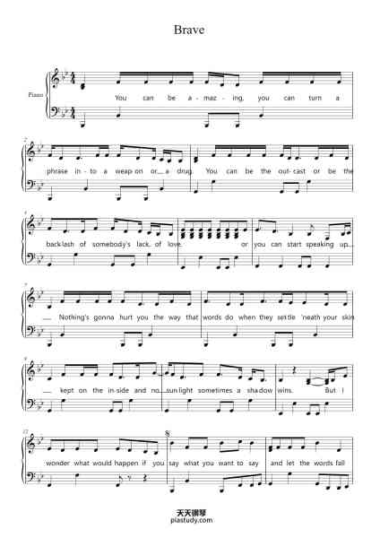 'Brave' - Piano Sheet Music By Sara Bareilles | TOPiano