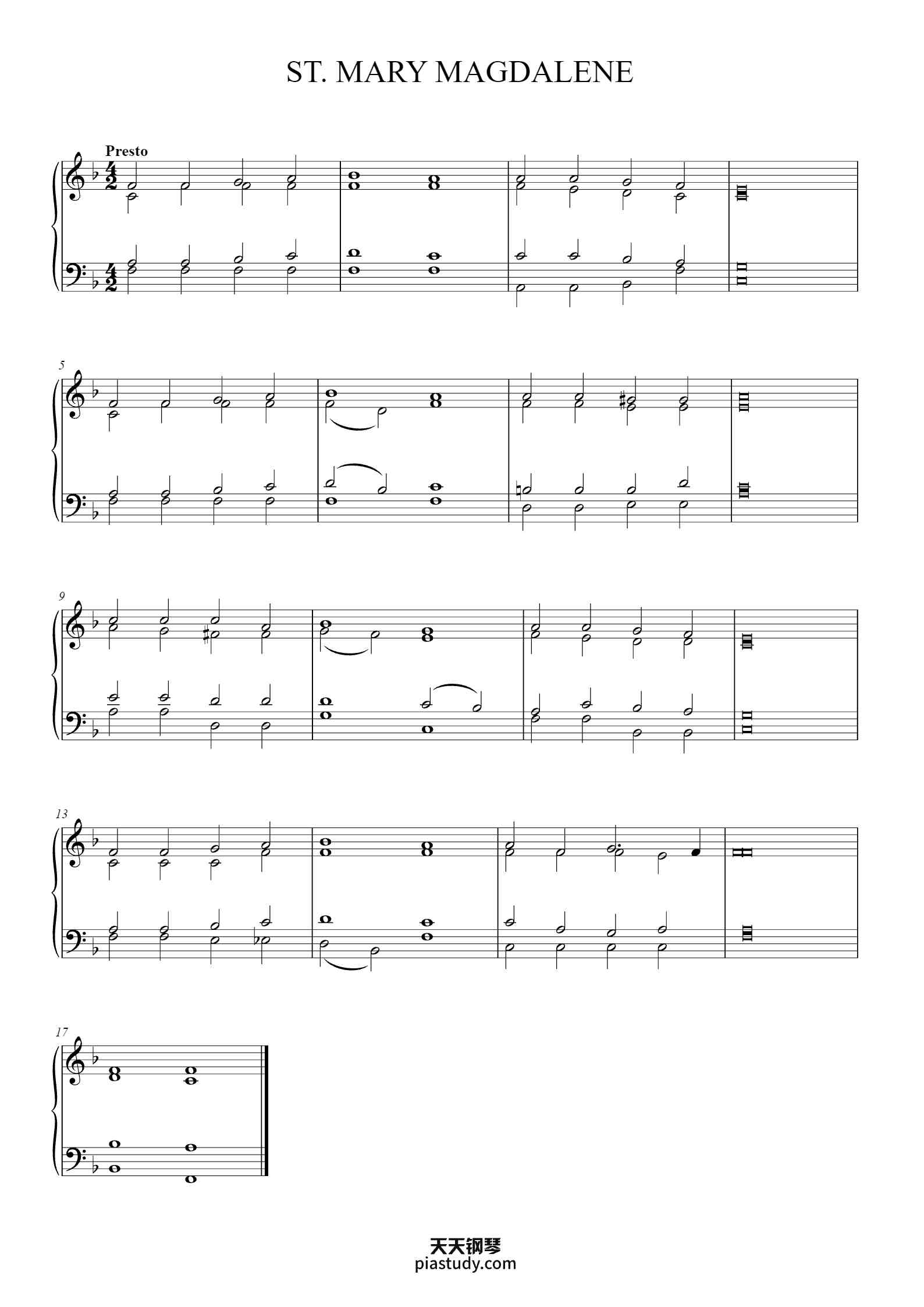 'ST. MARY MAGDALENE' - Piano Sheet Music By John B. Dykes | TOPiano