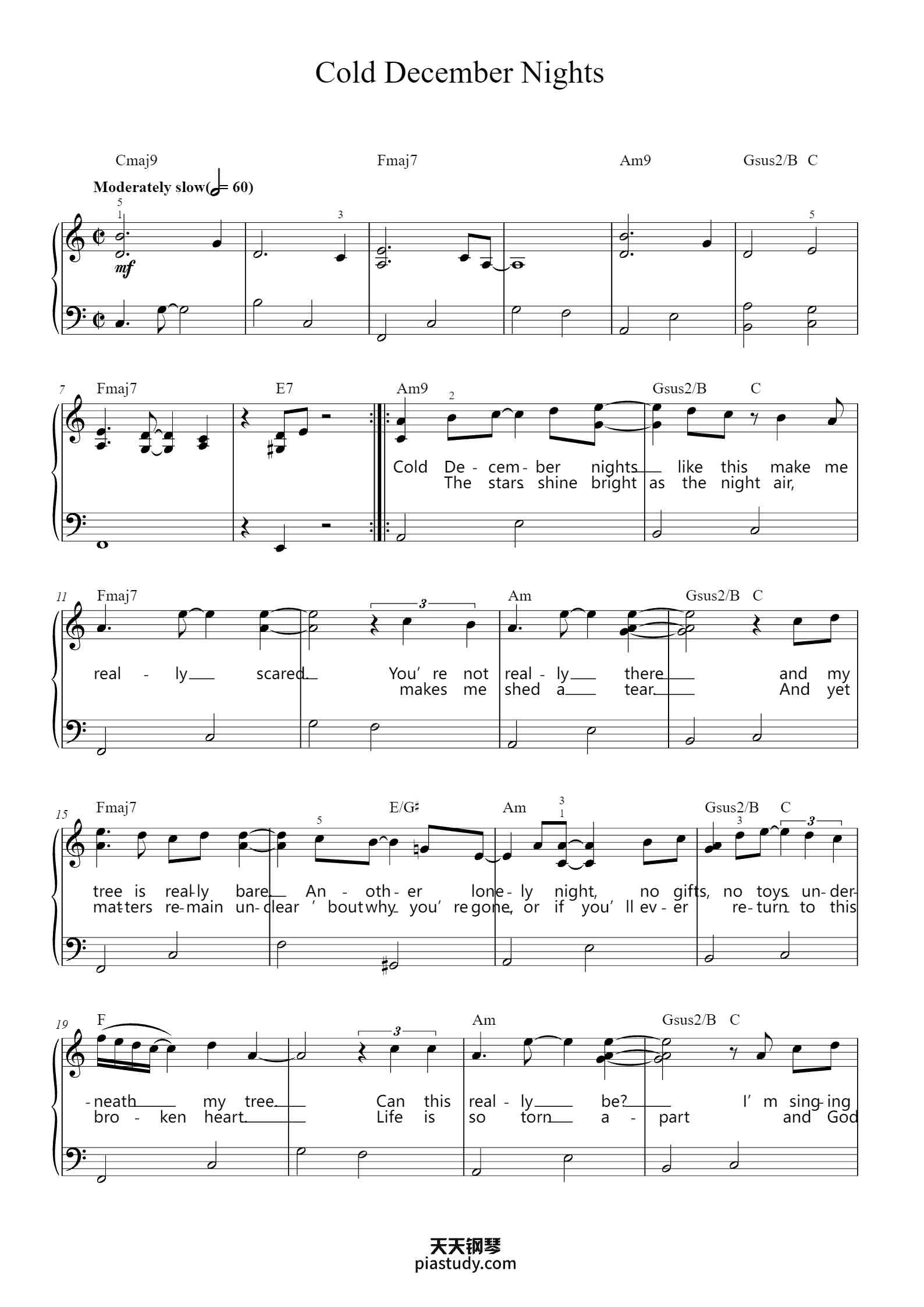 Cold December Nights钢琴谱 - Boyz II Men - free piano sheet music ...