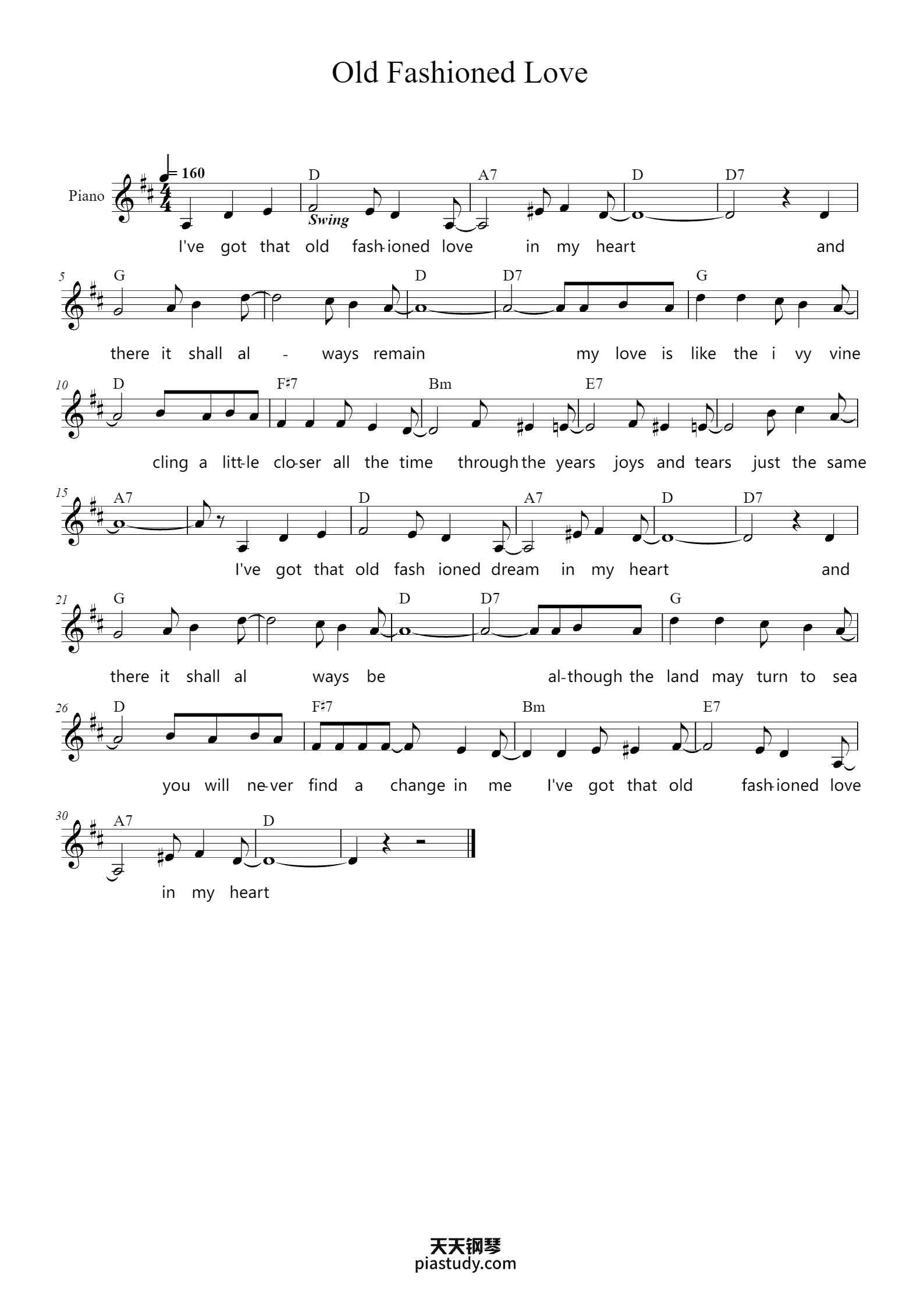 'Old Fashioned Love' - Piano Sheet Music By James P. Johnson | TOPiano