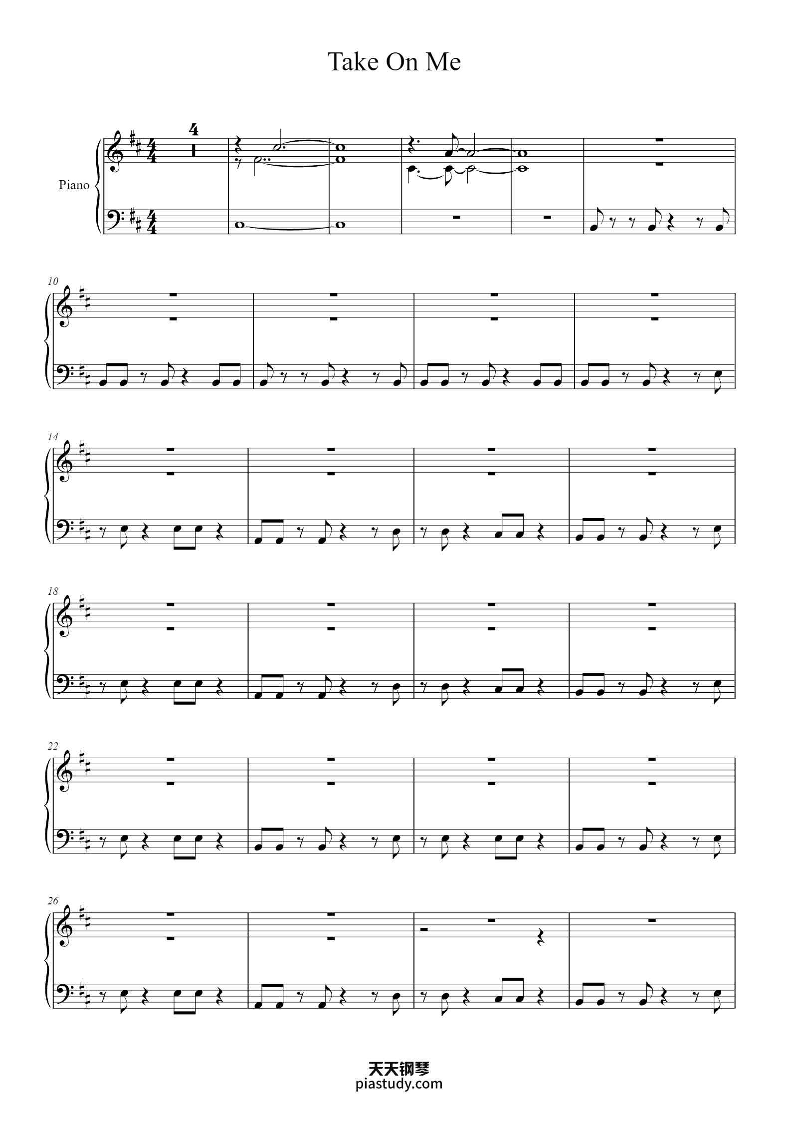Take On Me钢琴谱 - Cobob - free piano sheet music - PiaNoproblem