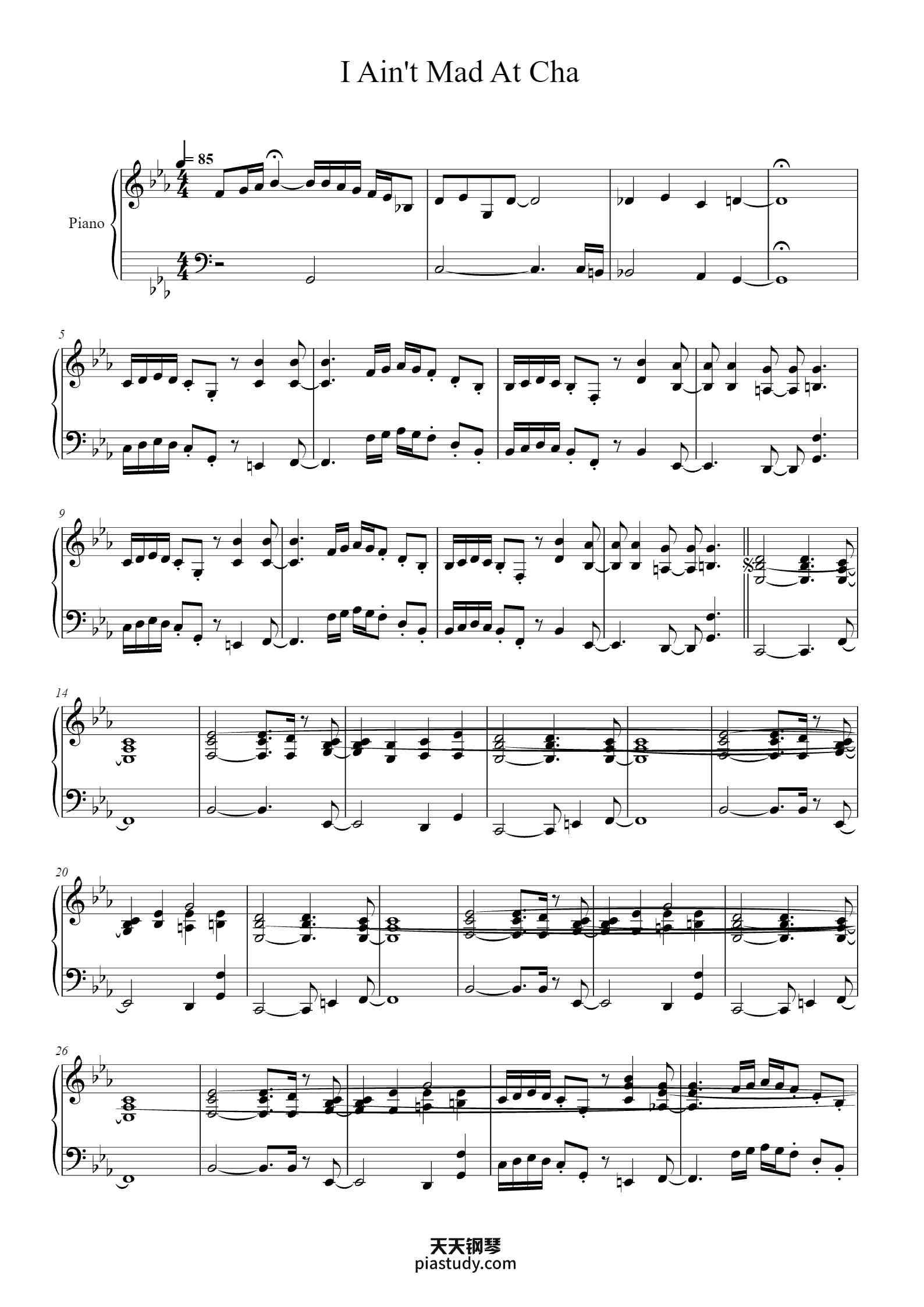 'I Ain't Mad At Cha - 2Pac' - Piano Sheet Music By 2Pac | TOPiano