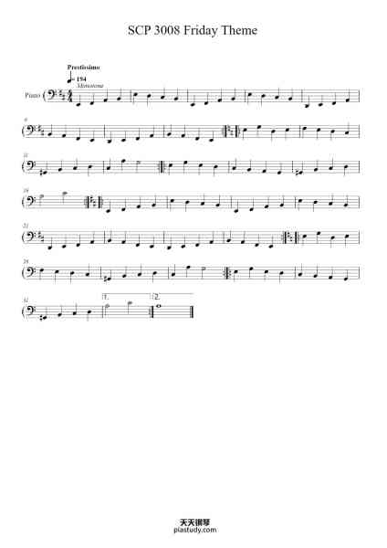 'SCP 3008 Friday Theme' - Piano Sheet Music By Composed by Uglyburger0 ...