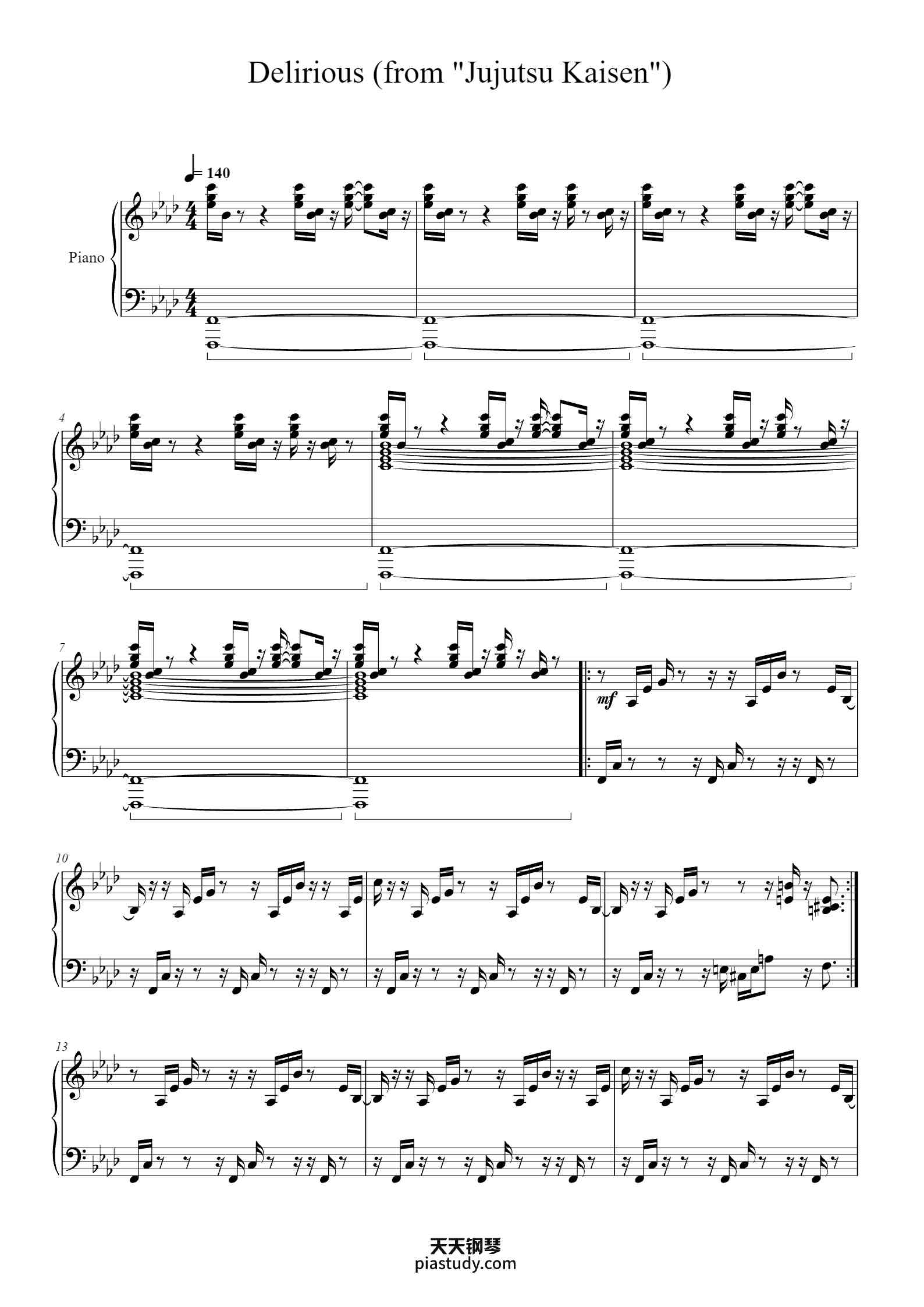 'Delirious (from "Jujutsu Kaisen")' - Beginner Piano Sheet Music by ...