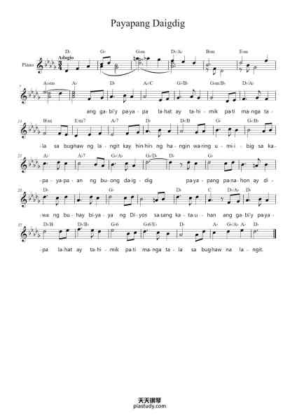 'Payapang Daigdig' - Piano Sheet Music By Musika ni Felipe De Leon ...