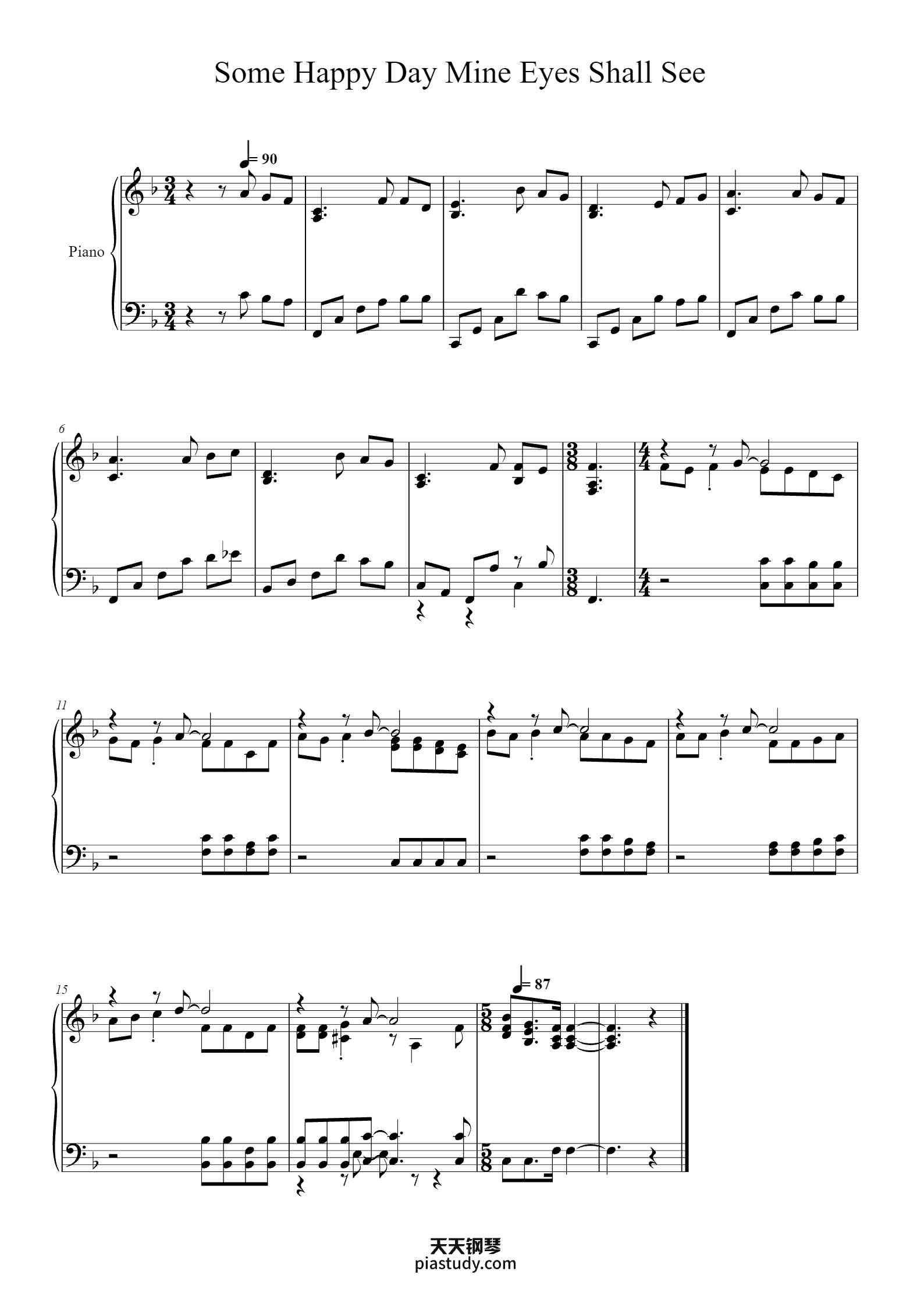 Some Happy Day Mine Eyes Shall See钢琴谱 - Isaac Watts - free piano sheet ...
