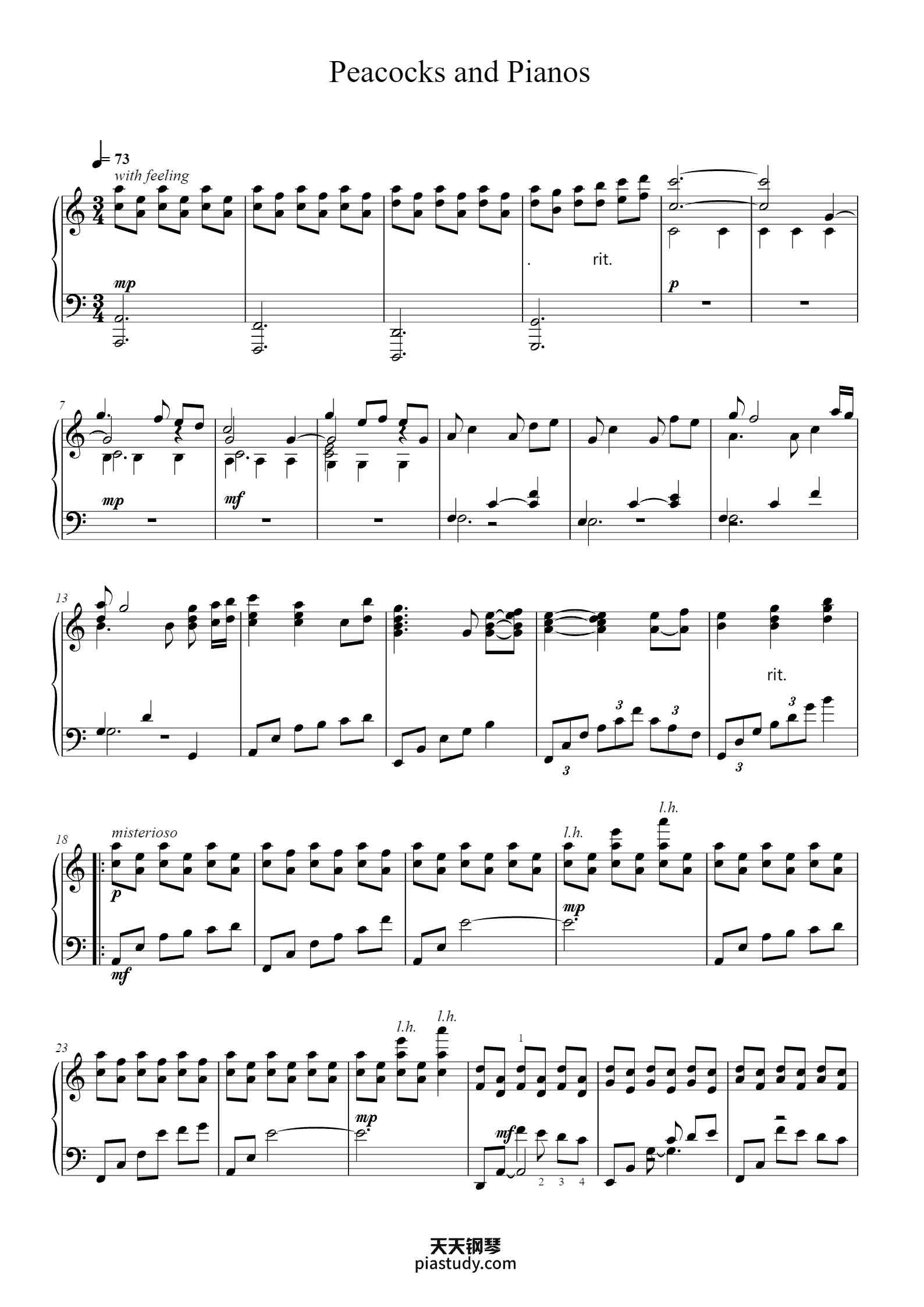 'Peacocks and Pianos' - Piano Sheet Music By Alisa M. Richards Ramirez ...