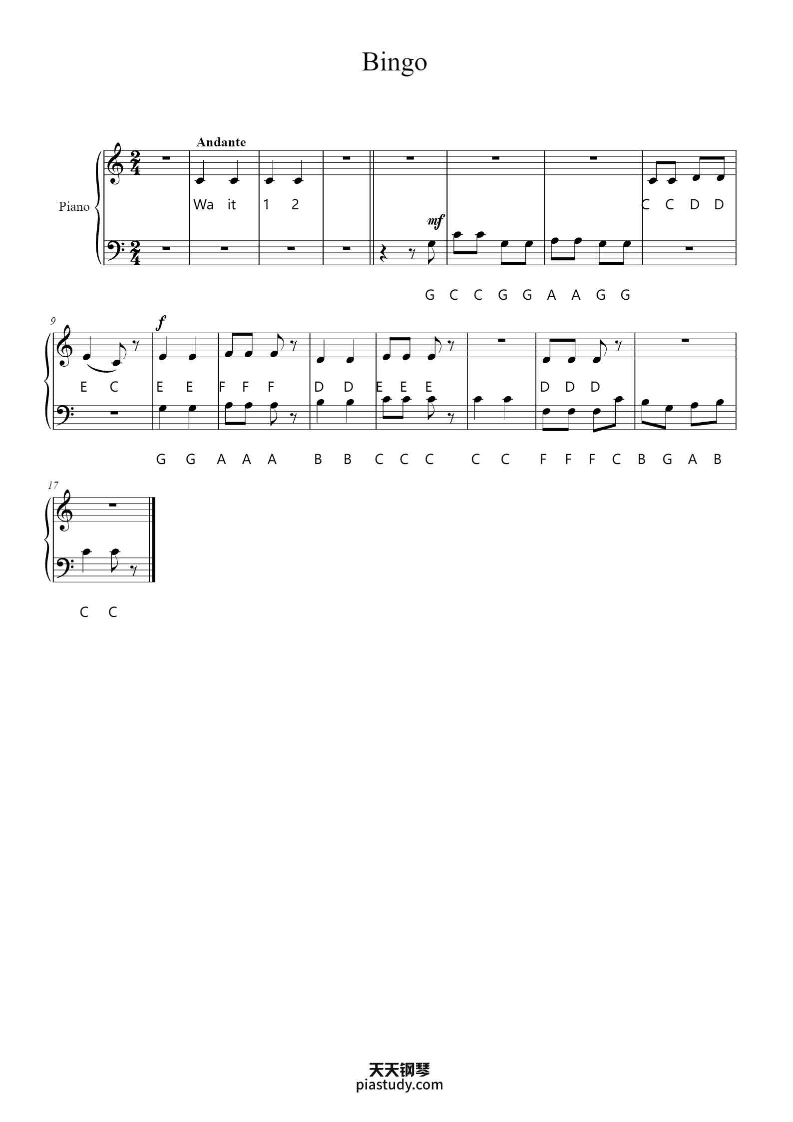 'Bingo' - Piano Sheet Music By Alfred's Basic Library Book - Level C ...