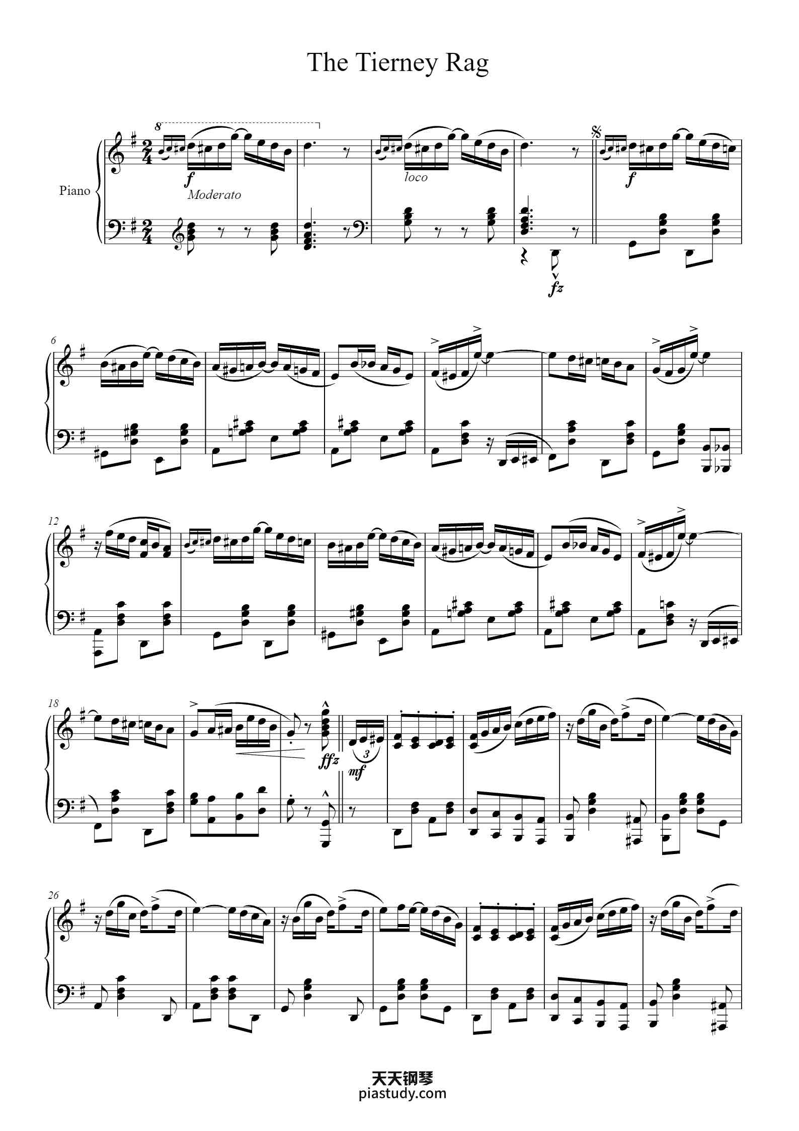 The Tierney Rag钢琴谱 - Harry A. Tierney - free piano sheet music ...
