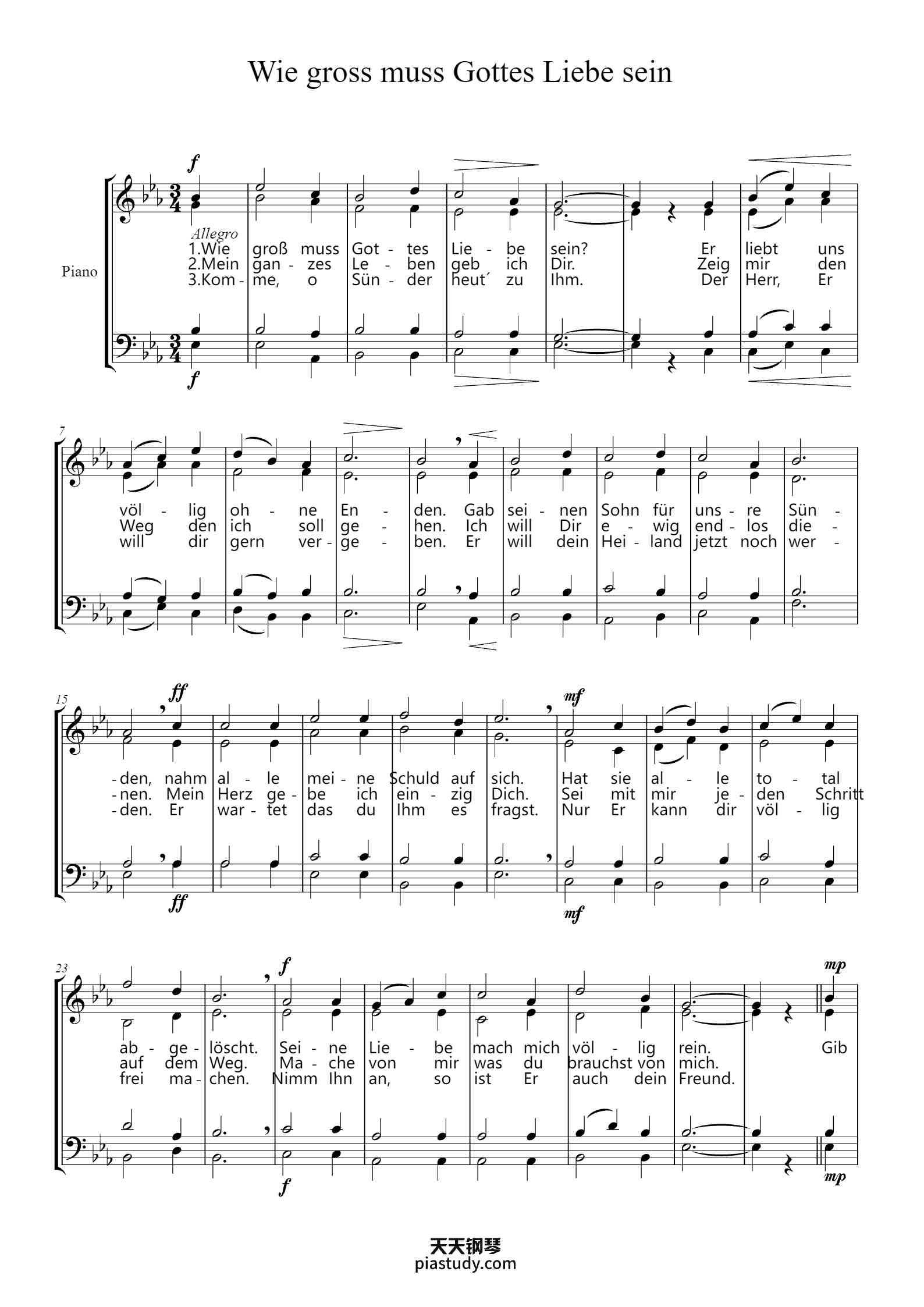 Wie gross muss Gottes Liebe sein钢琴谱 - Timmy Wiebe - free piano sheet ...