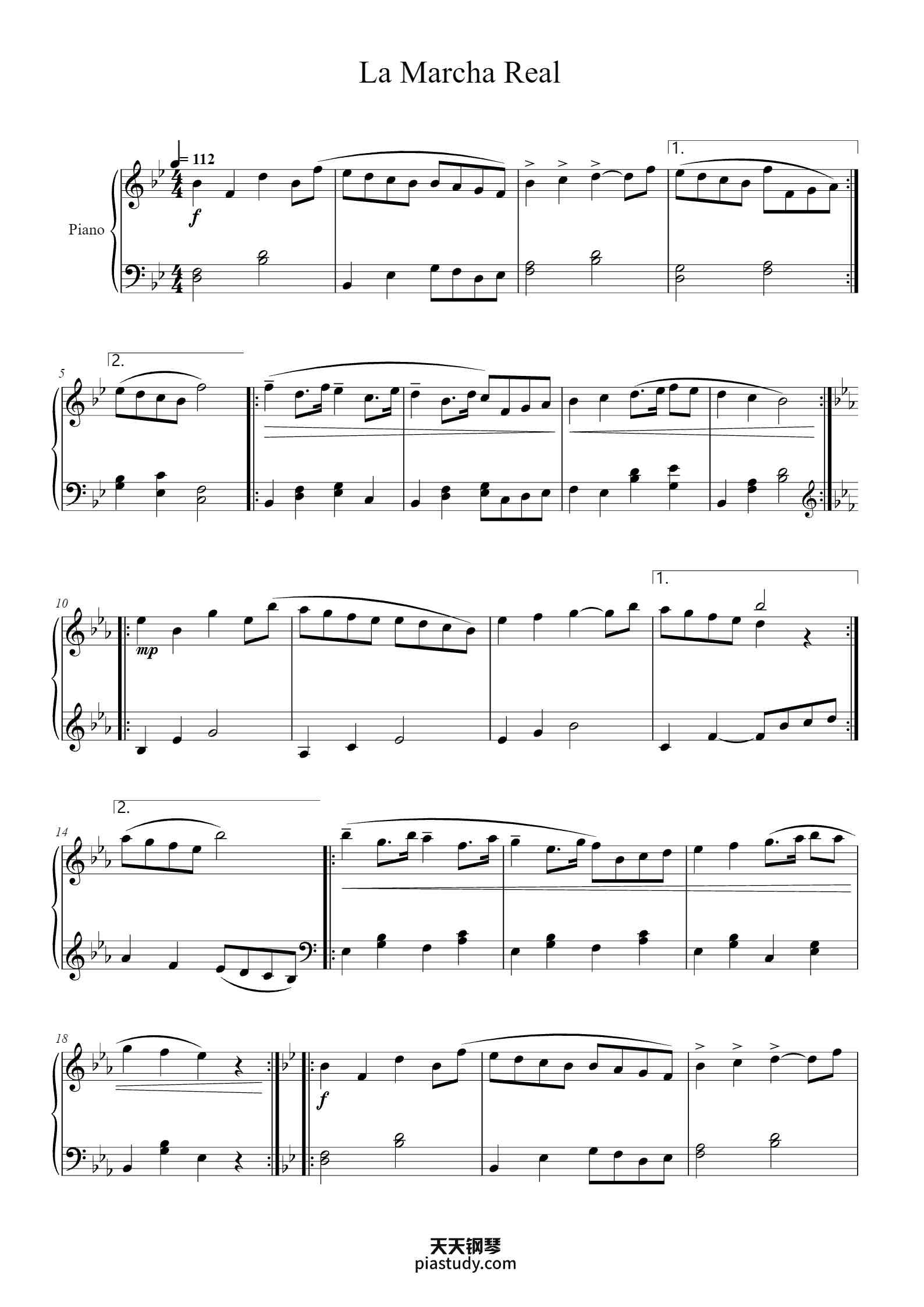 'La Marcha Real' - Piano Sheet Music By xxx | TOPiano