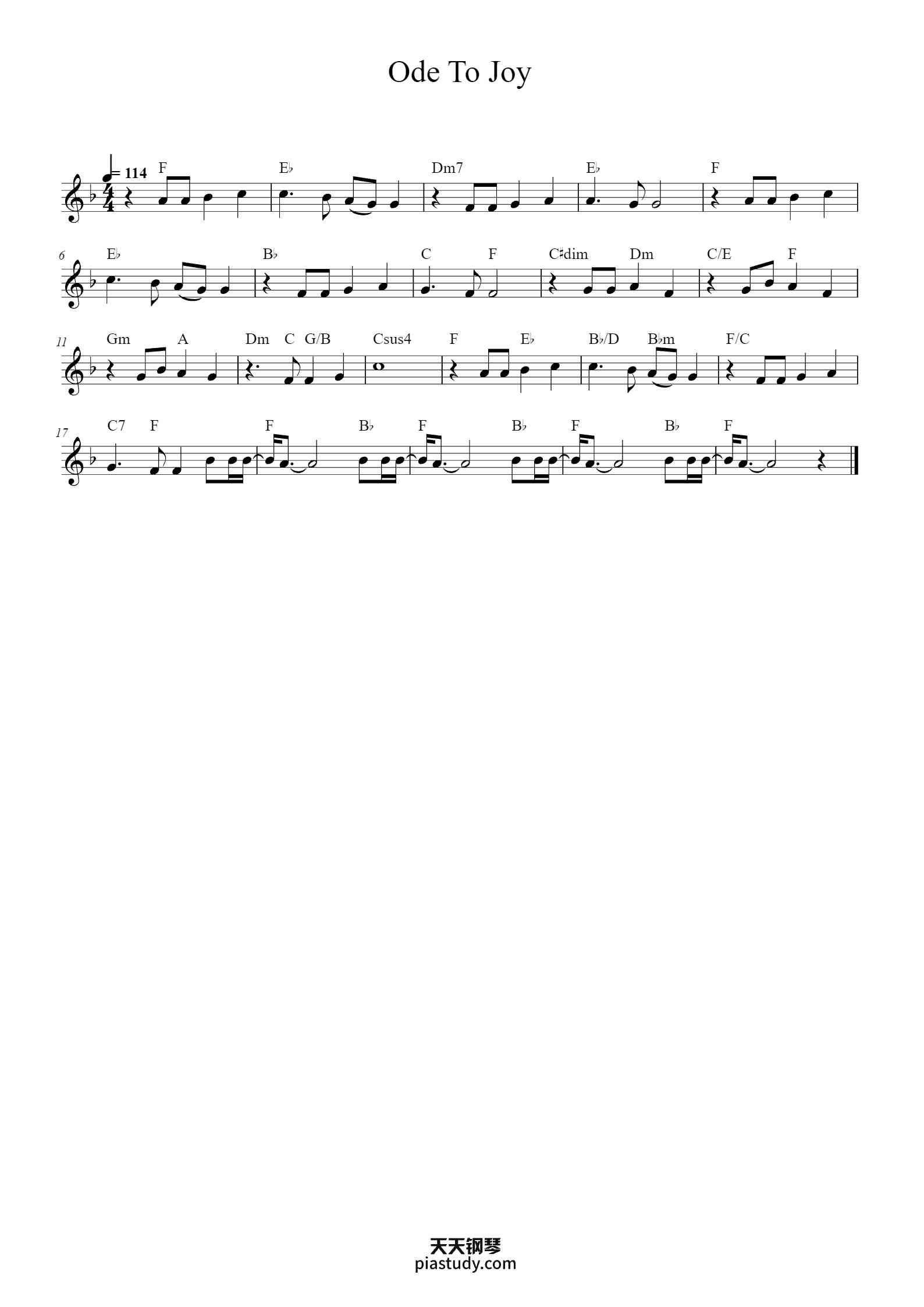 Symphony No. 9 in D Minor, Op. 125: IV. Ode to Joy钢琴谱 - Ludwig van ...